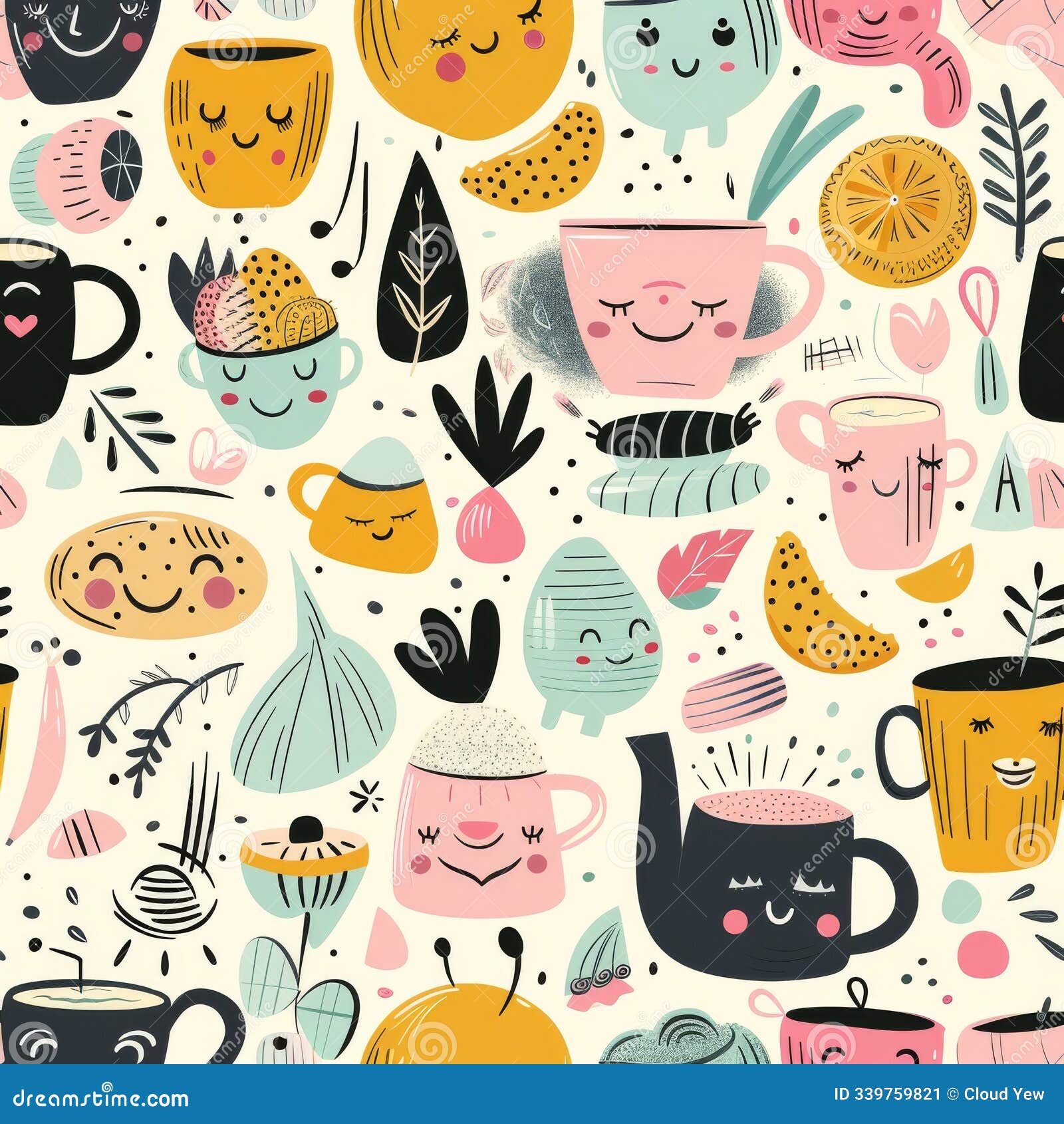 Creative Cartoon Layout Featuring a Charming Hand-drawn Pattern. Stock ...