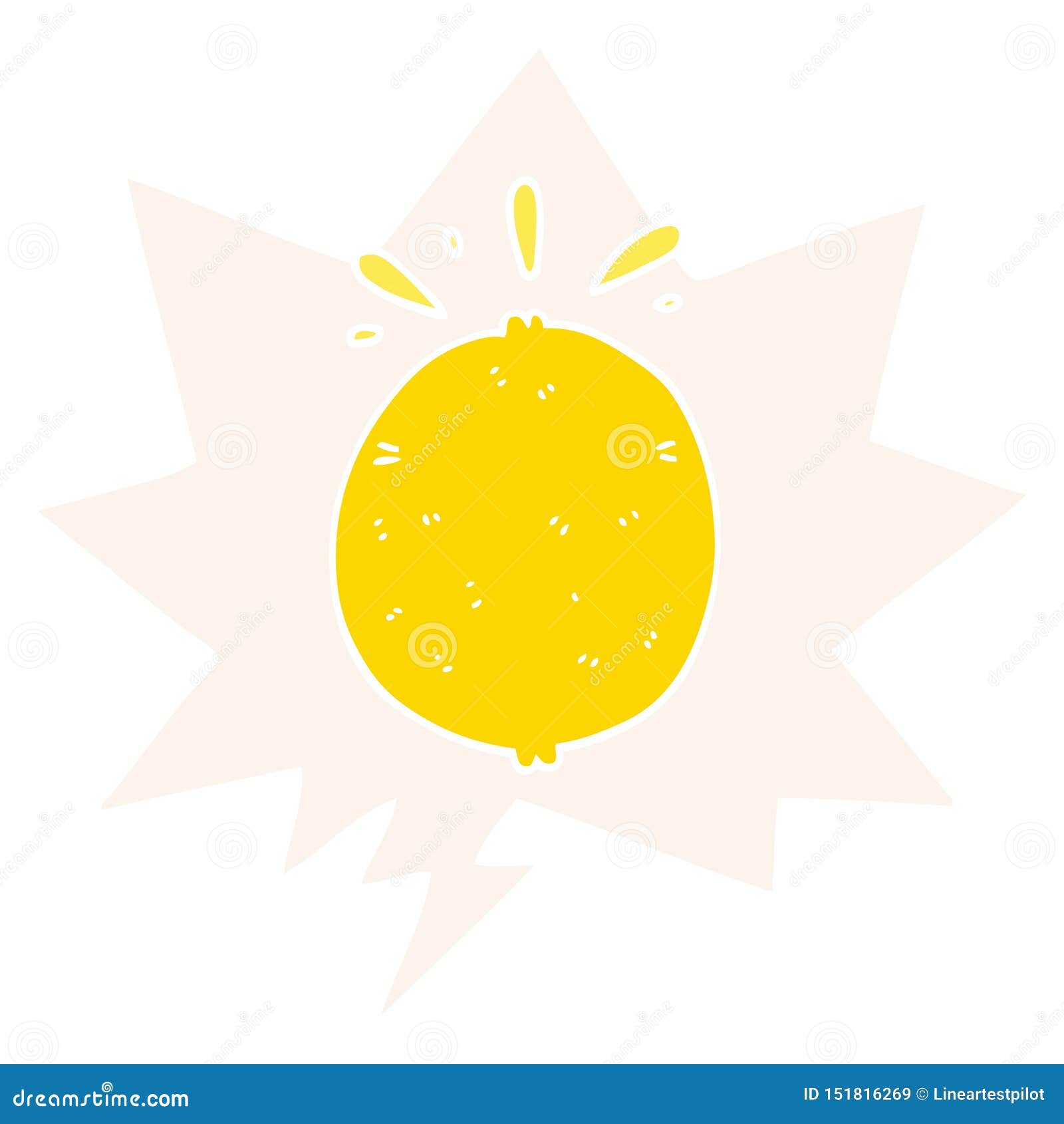 A Creative Cartoon Lemon and Speech Bubble in Retro Style Stock Vector ...