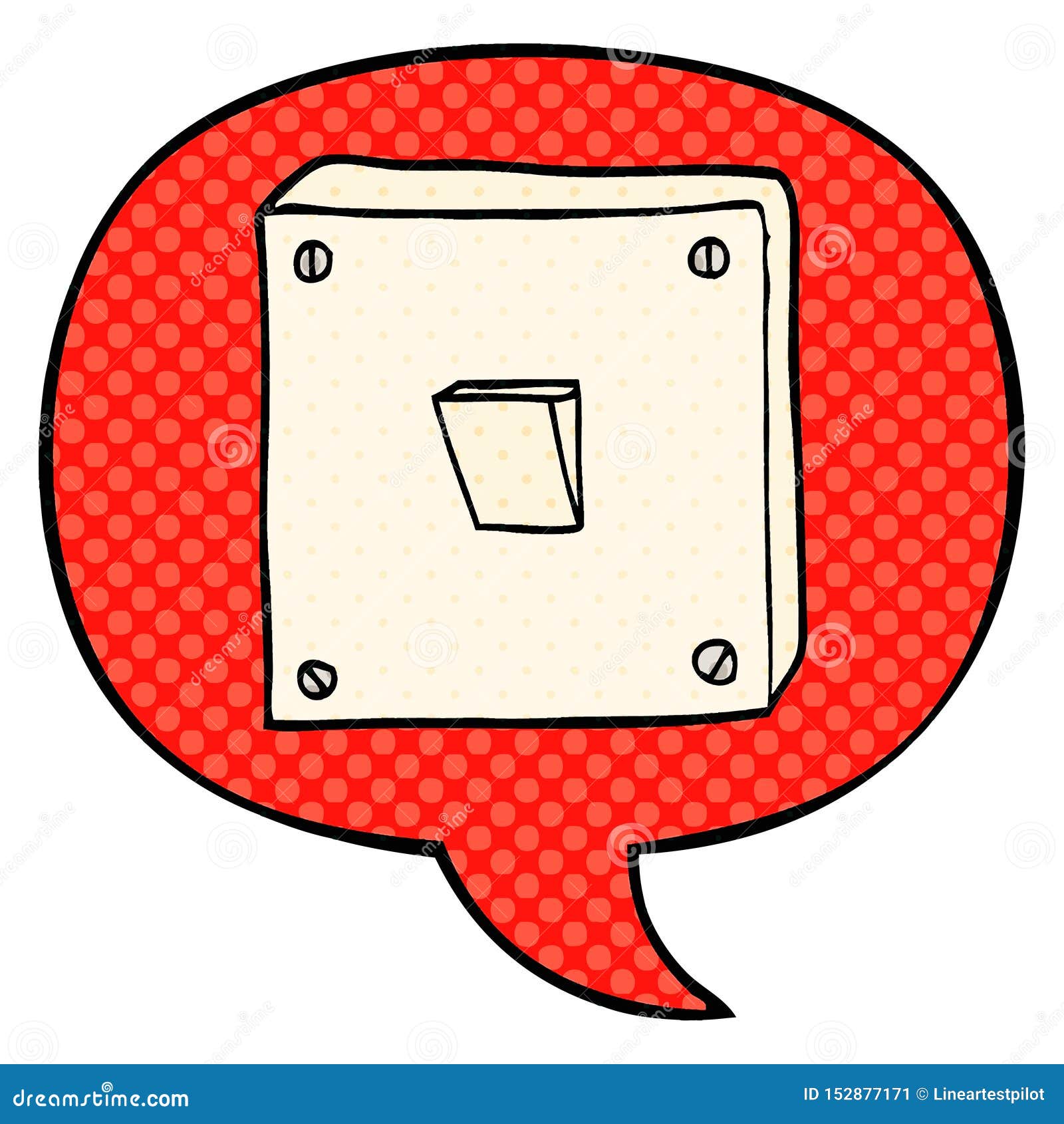 A Creative Cartoon Light Switch and Speech Bubble in Comic Book Style ...