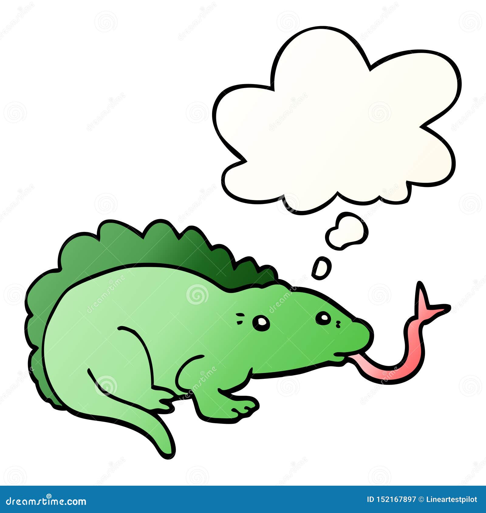 A Creative Cartoon Lizard and Thought Bubble in Smooth Gradient Style ...