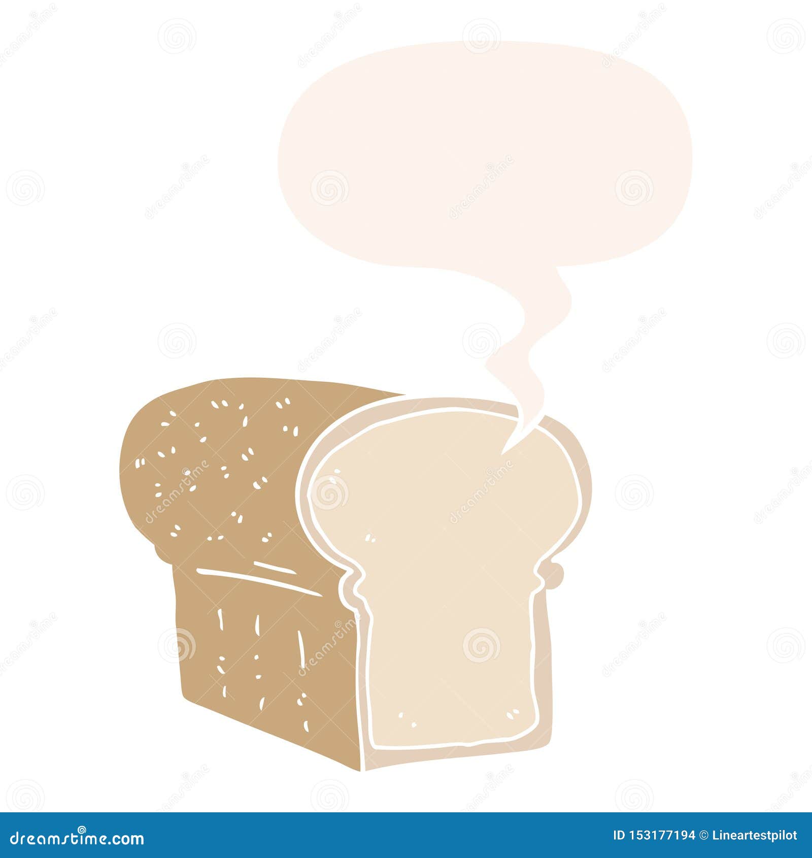 A Creative Cartoon Loaf of Bread and Speech Bubble in Retro Style Stock ...