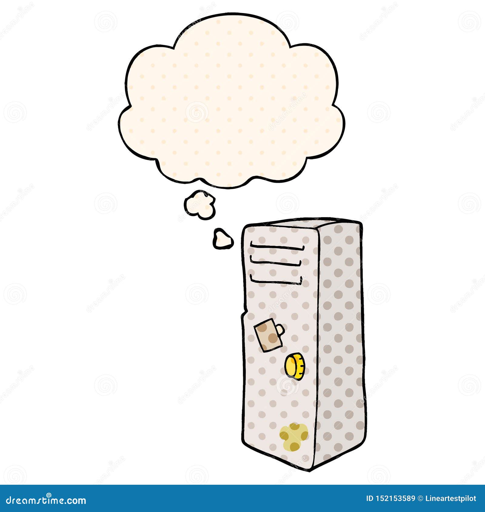 A Creative Cartoon Locker and Thought Bubble in Comic Book Style Stock ...