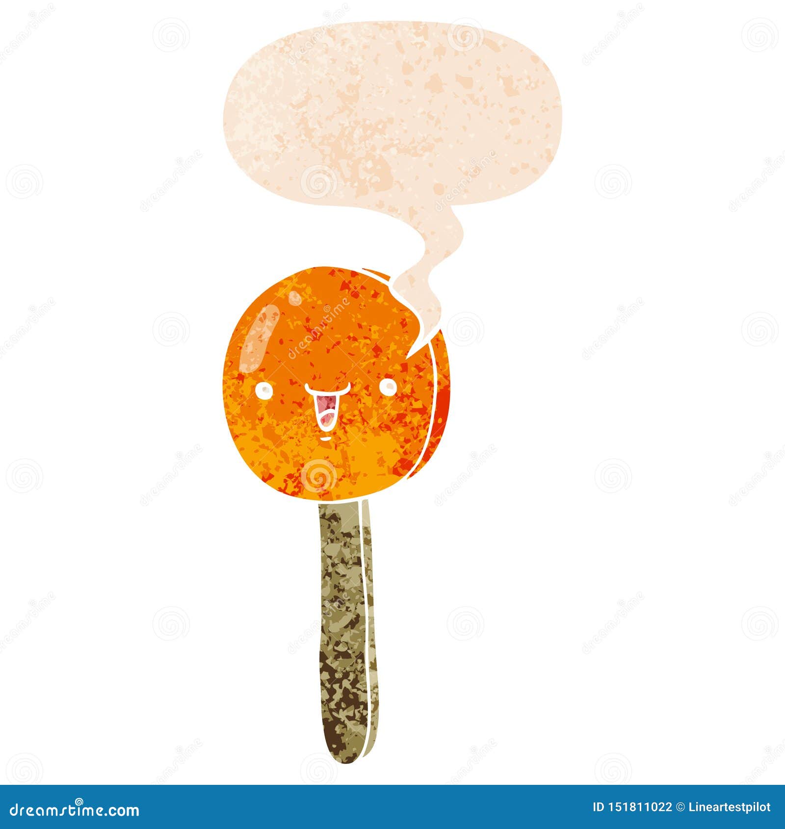 A Creative Cartoon Lollipop and Speech Bubble in Retro Textured Style ...