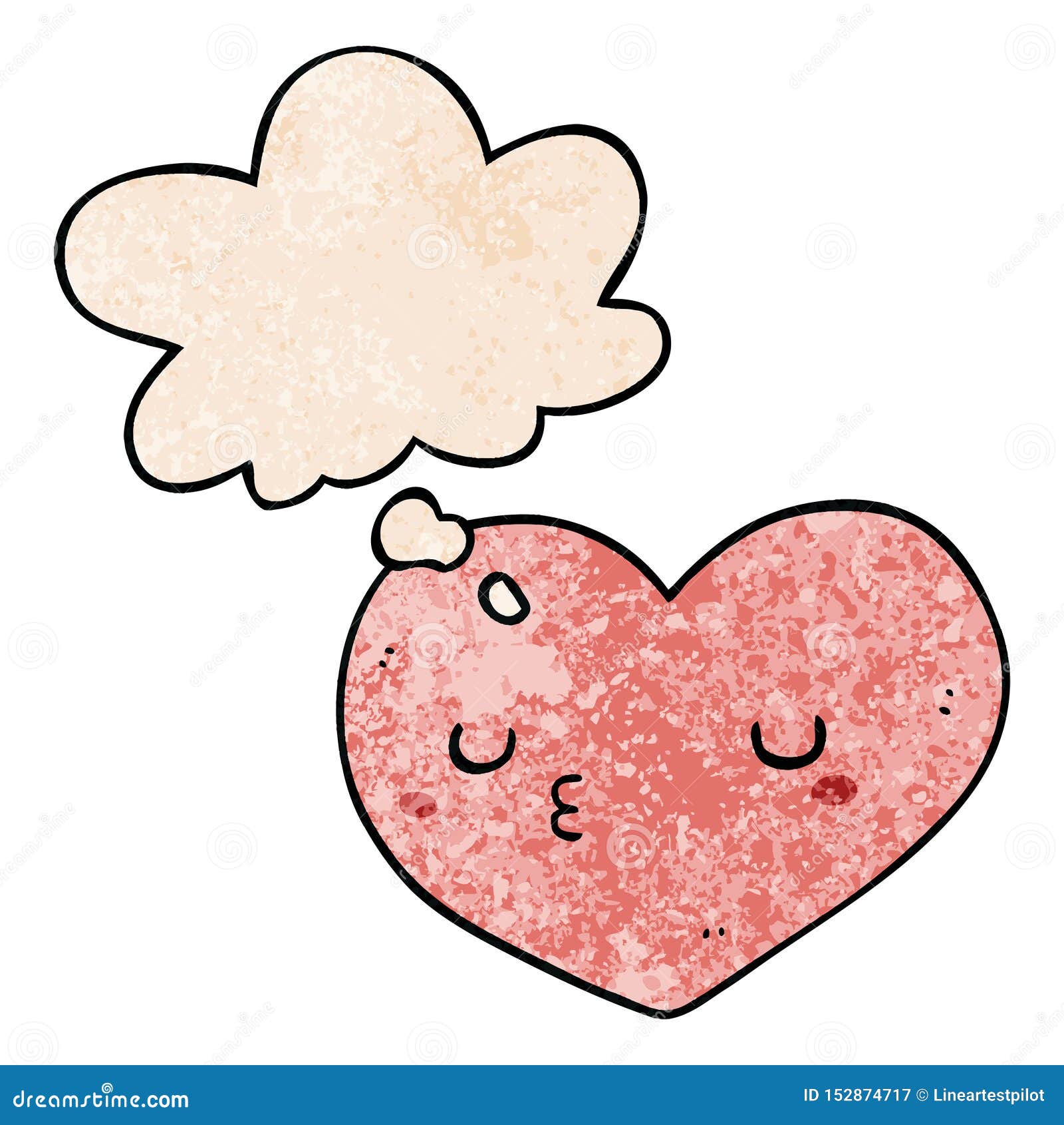 A Creative Cartoon Love Heart and Thought Bubble in Grunge Texture ...