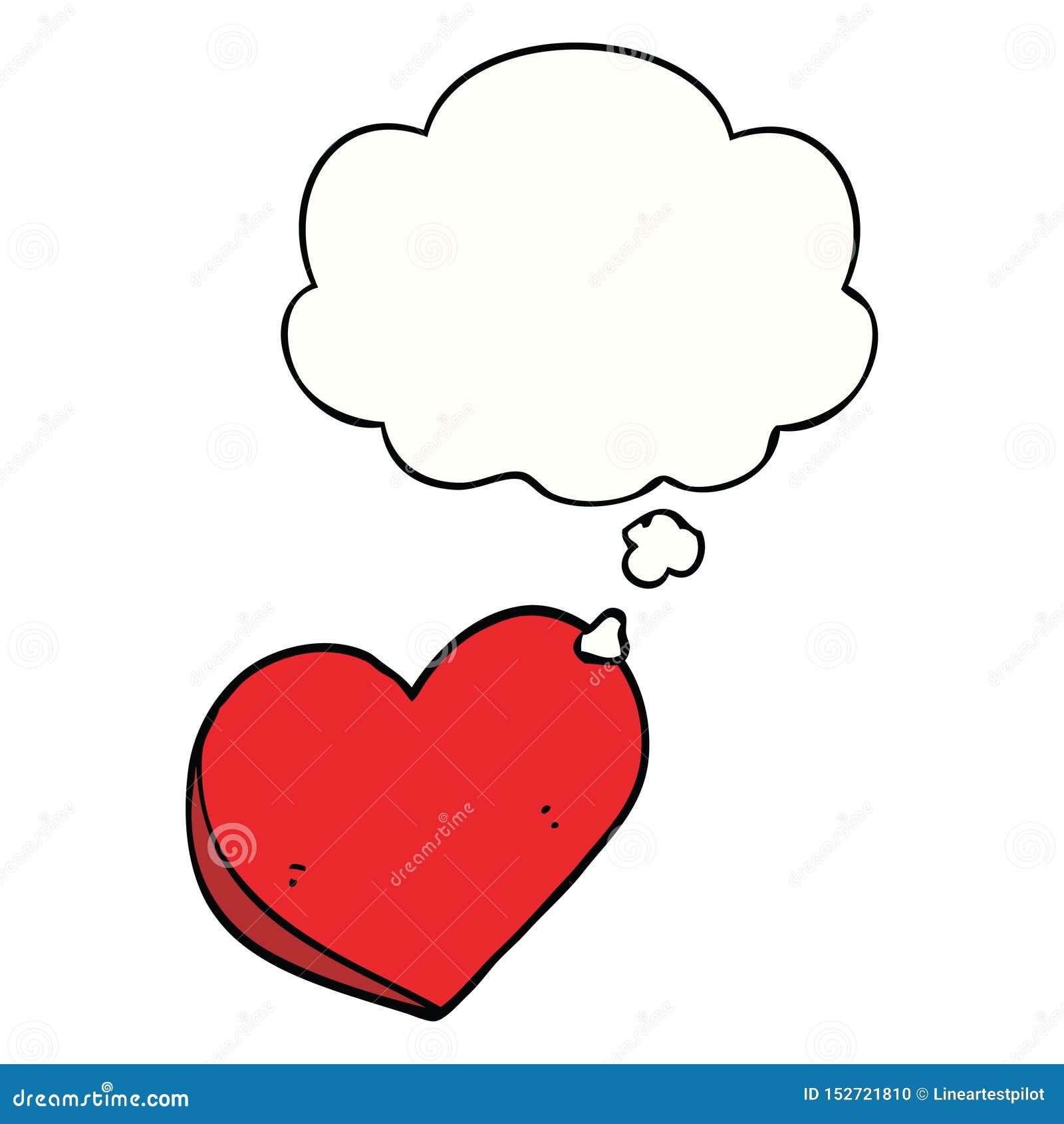 A Creative Cartoon Love Heart and Thought Bubble Stock Vector ...