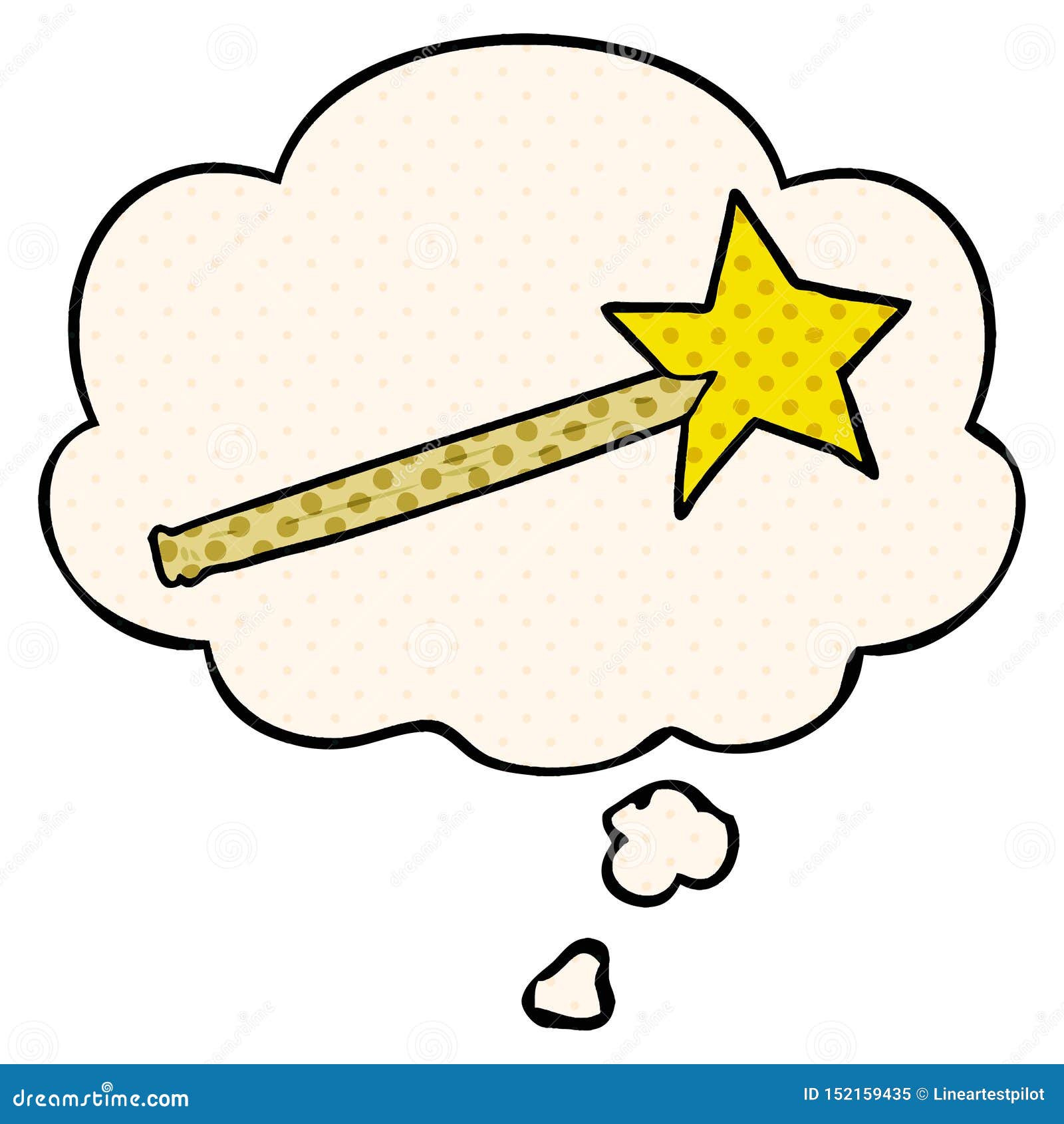 A Creative Cartoon Magic Wand and Thought Bubble in Comic Book Style ...