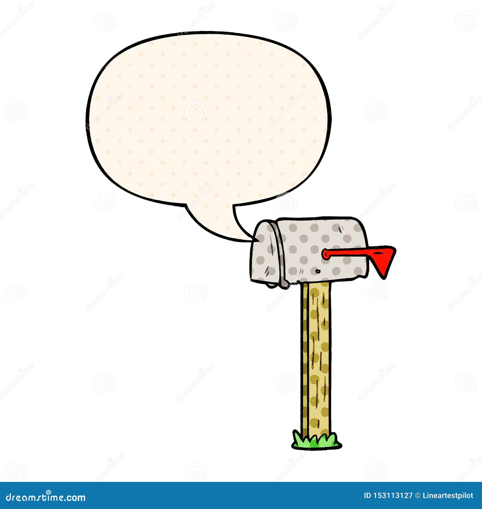 A Creative Cartoon Mailbox and Speech Bubble in Comic Book Style Stock ...