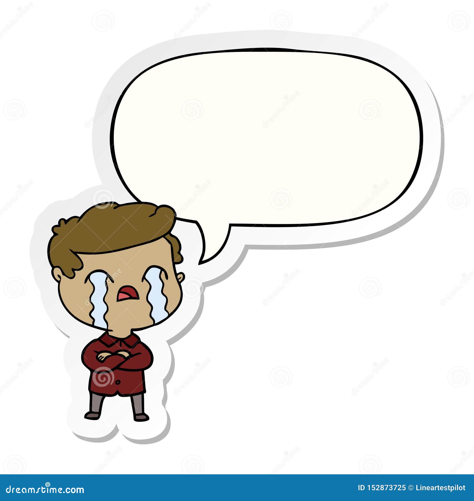 A Creative Cartoon Man Crying and Speech Bubble Sticker Stock Vector ...