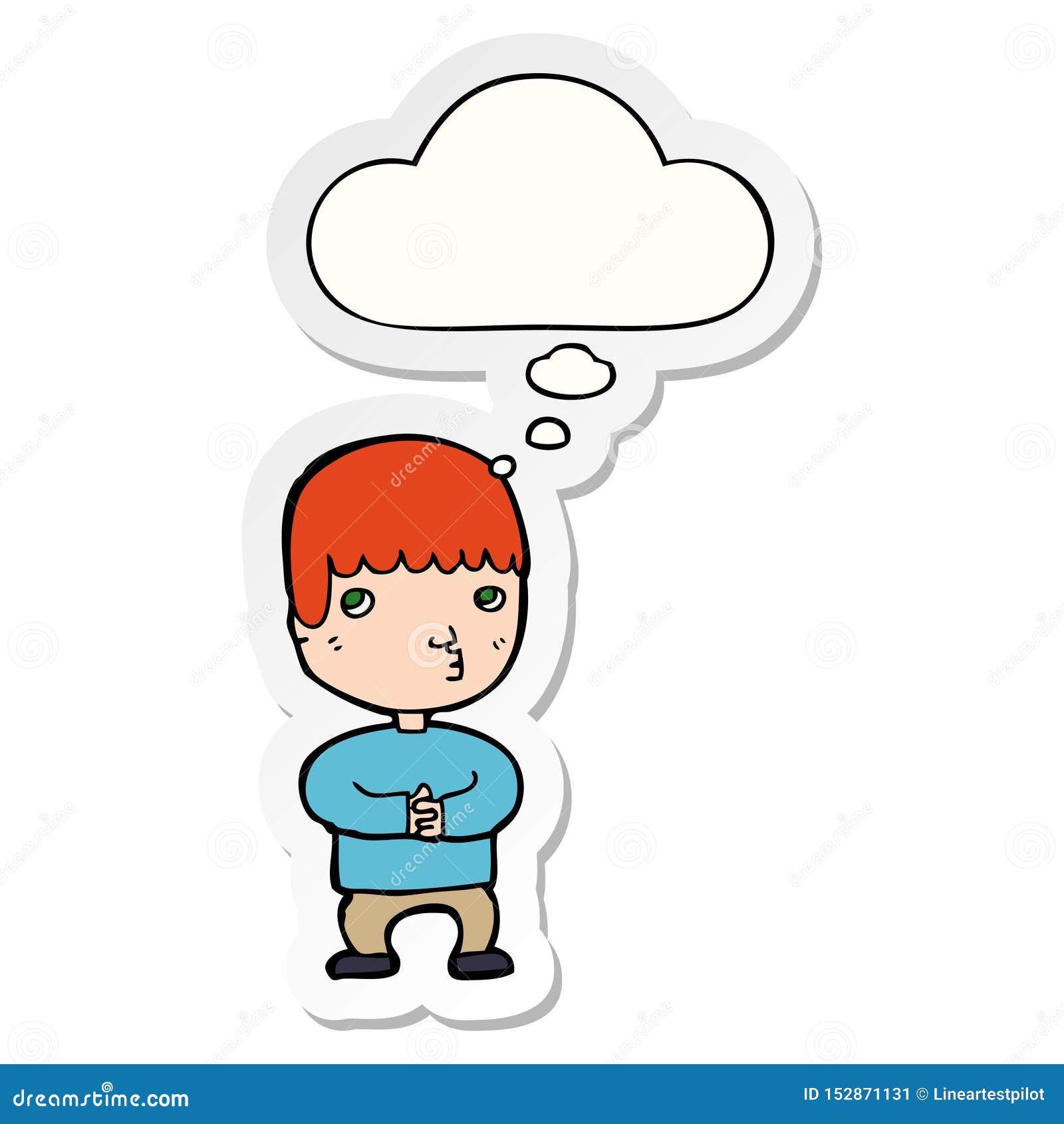 A Creative Cartoon Man Thinking and Thought Bubble As a Printed Sticker ...
