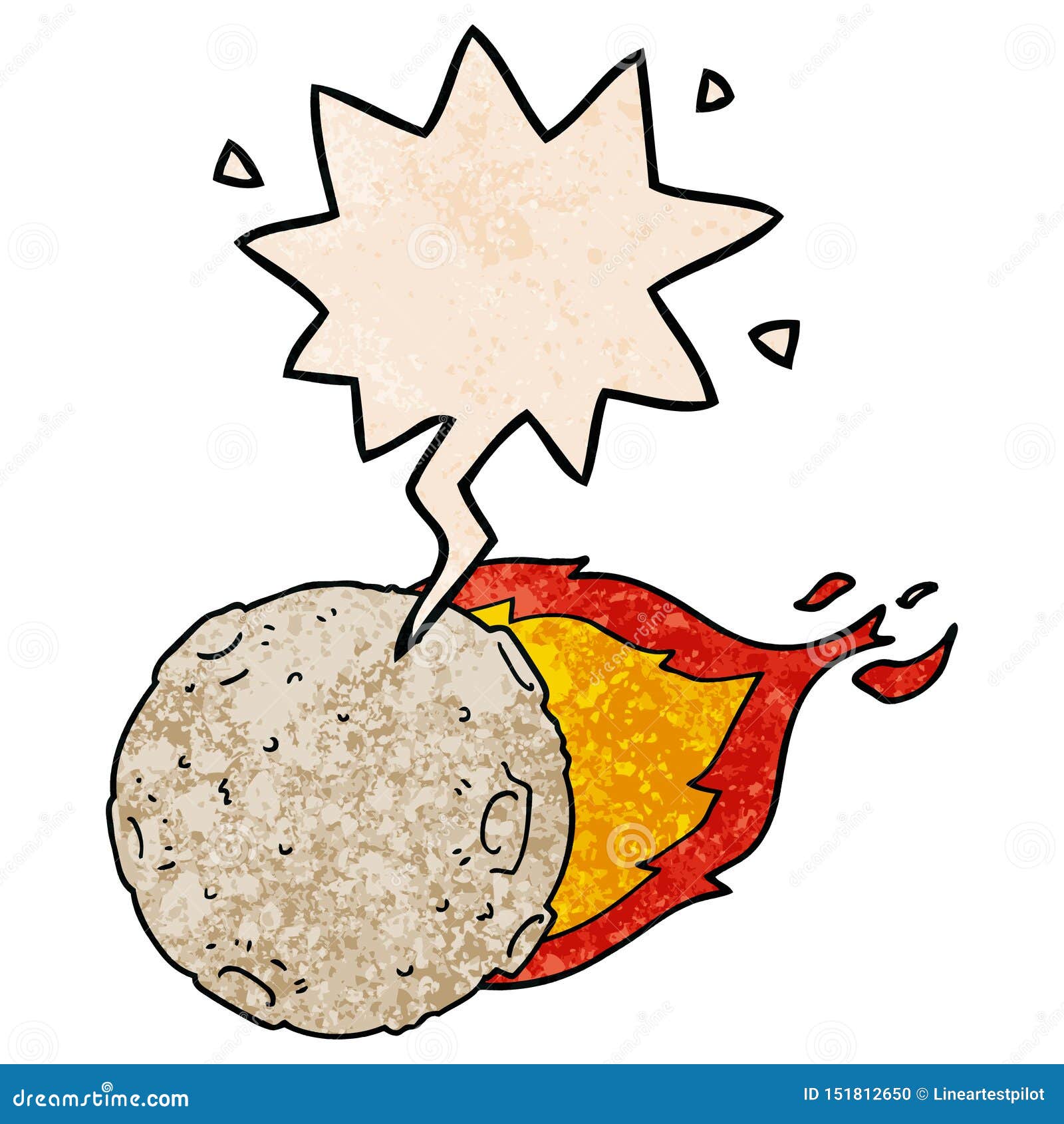 A Creative Cartoon Meteorite and Speech Bubble in Retro Texture Style ...