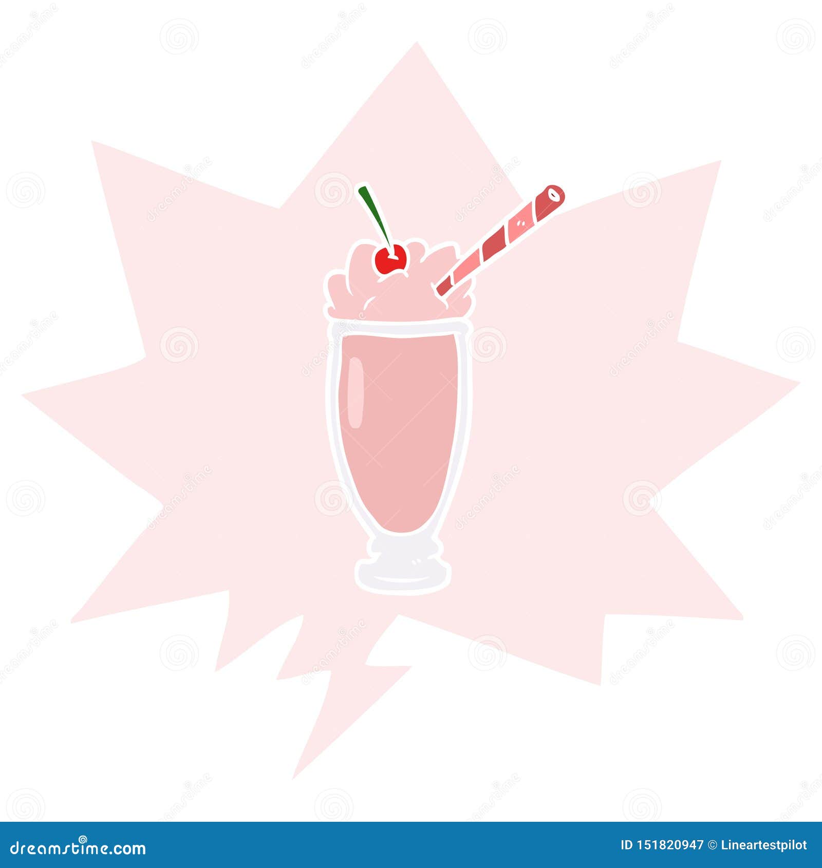 A Creative Cartoon Milkshake and Speech Bubble in Retro Style Stock ...