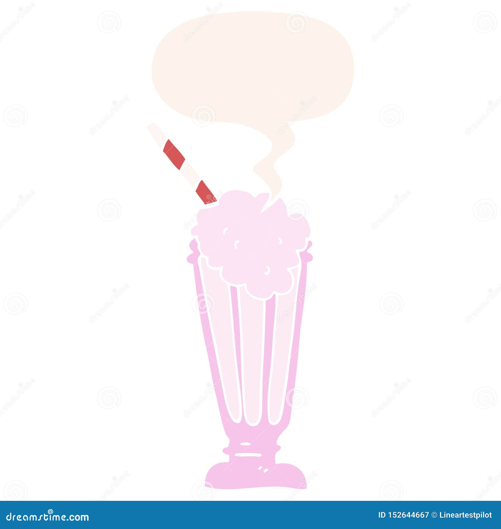 A Creative Cartoon Milkshake and Speech Bubble in Retro Style Stock ...