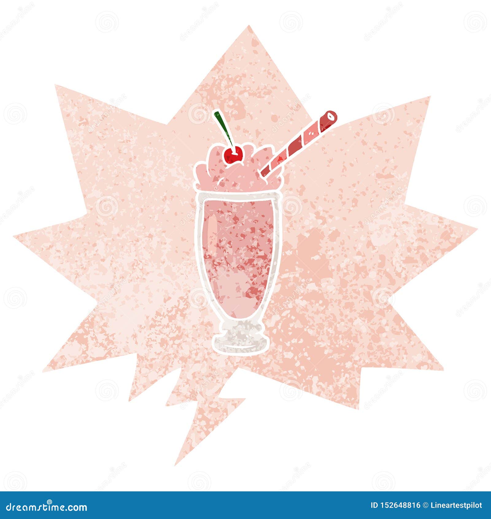 A Creative Cartoon Milkshake and Speech Bubble in Retro Textured Style ...