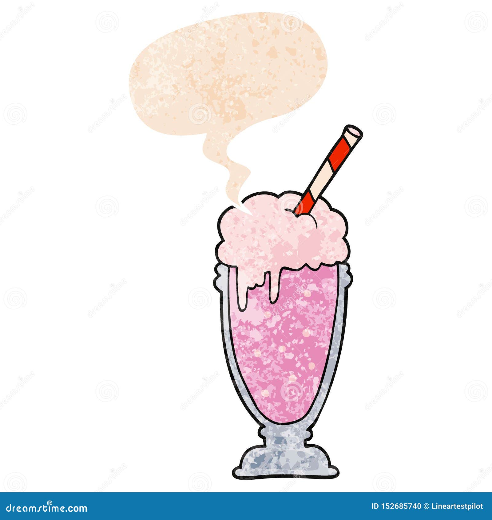 A Creative Cartoon Milkshake and Speech Bubble in Retro Textured Style ...