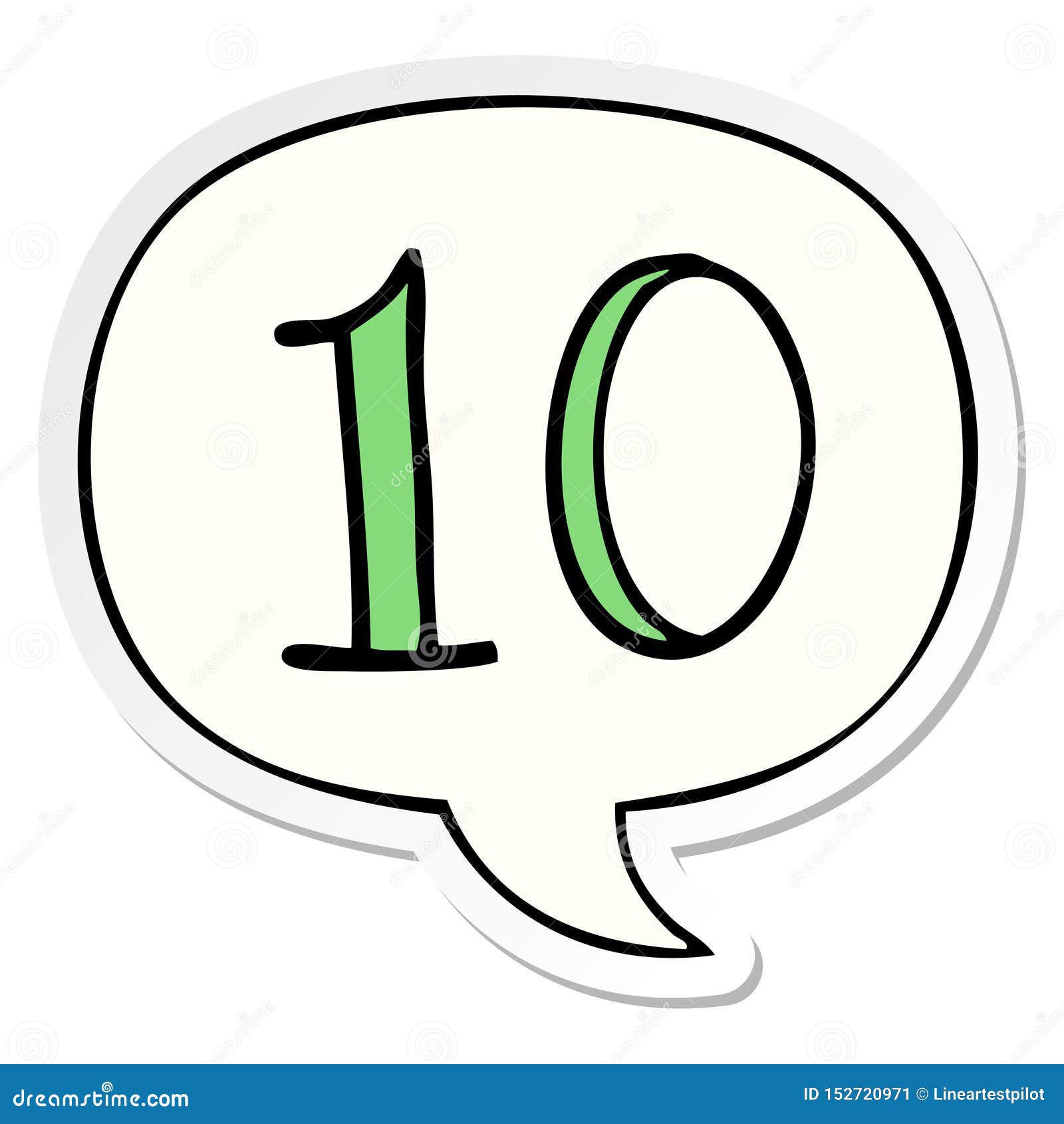 A Creative Cartoon Number 10 and Speech Bubble Sticker Stock Vector ...
