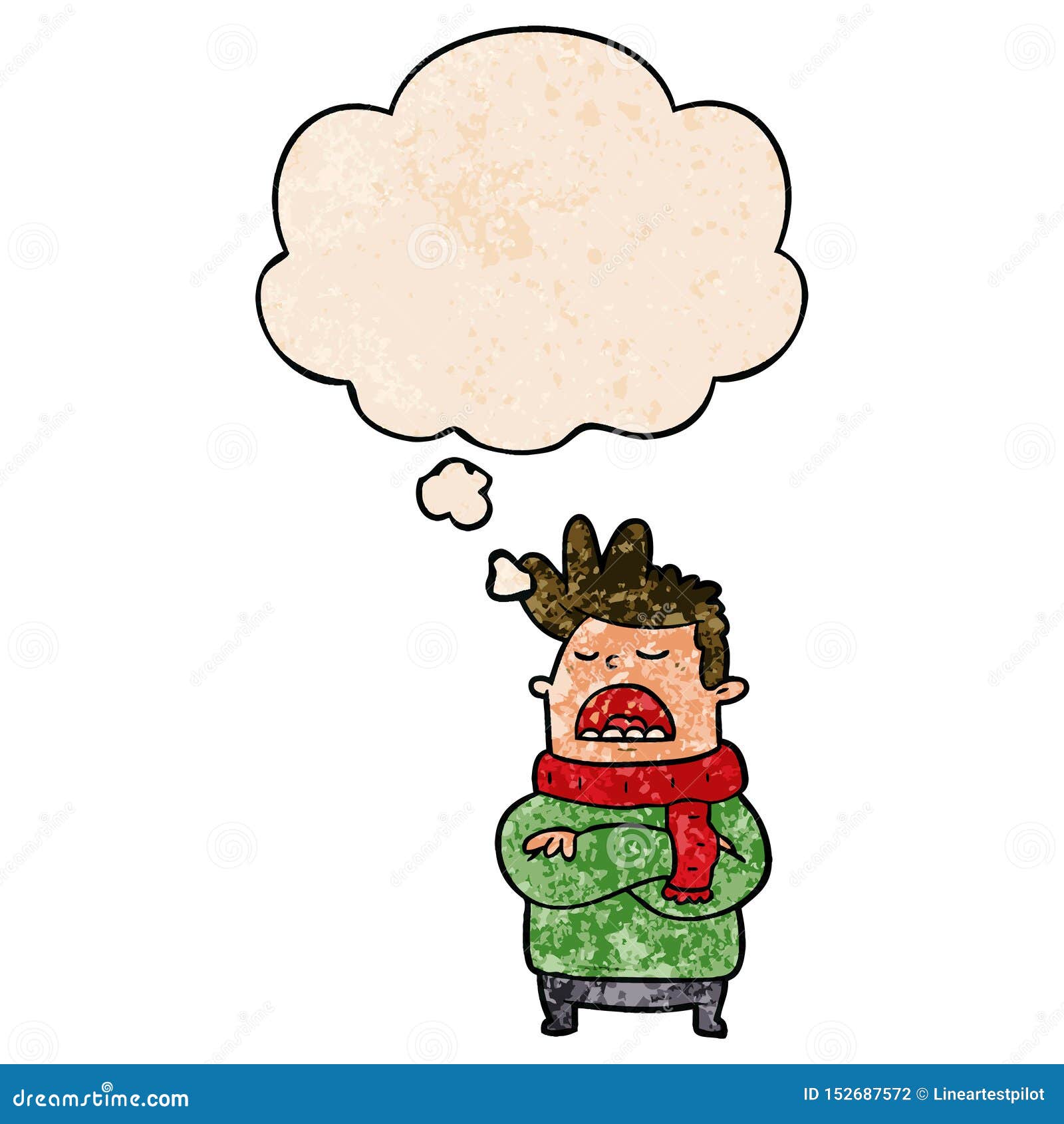 A Creative Cartoon Obnoxious Man and Thought Bubble in Grunge Texture ...