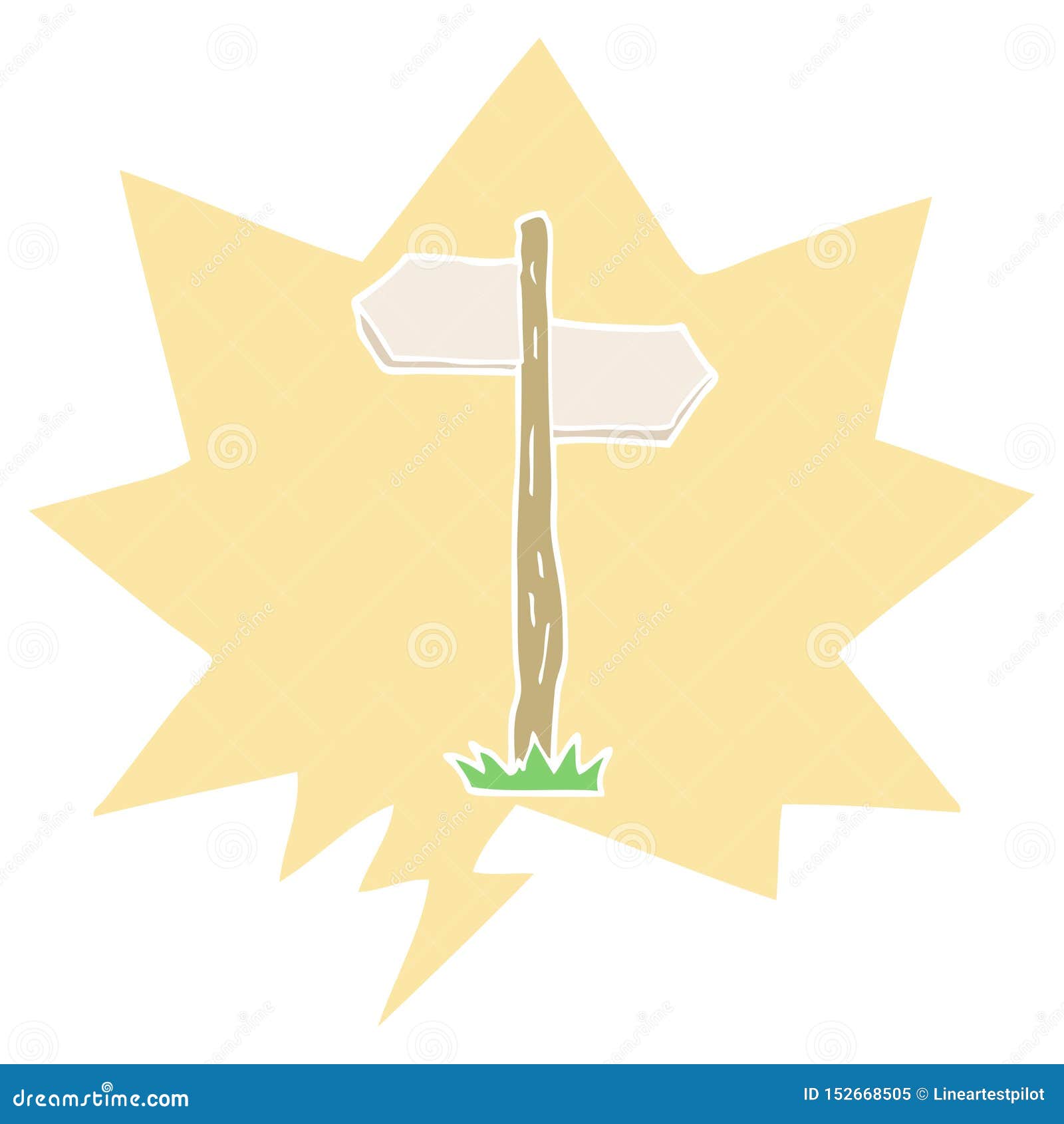 A Creative Cartoon Old Direction Sign and Speech Bubble in Retro Style ...