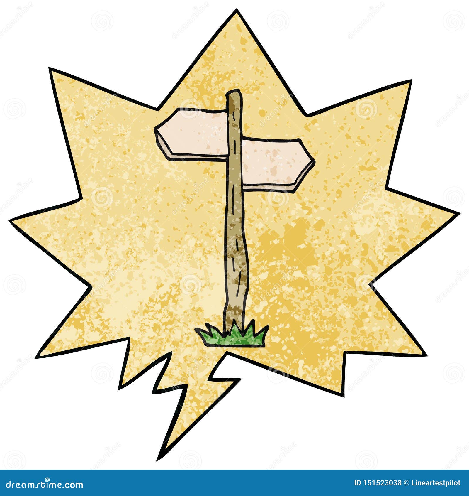 A Creative Cartoon Old Direction Sign and Speech Bubble in Retro ...