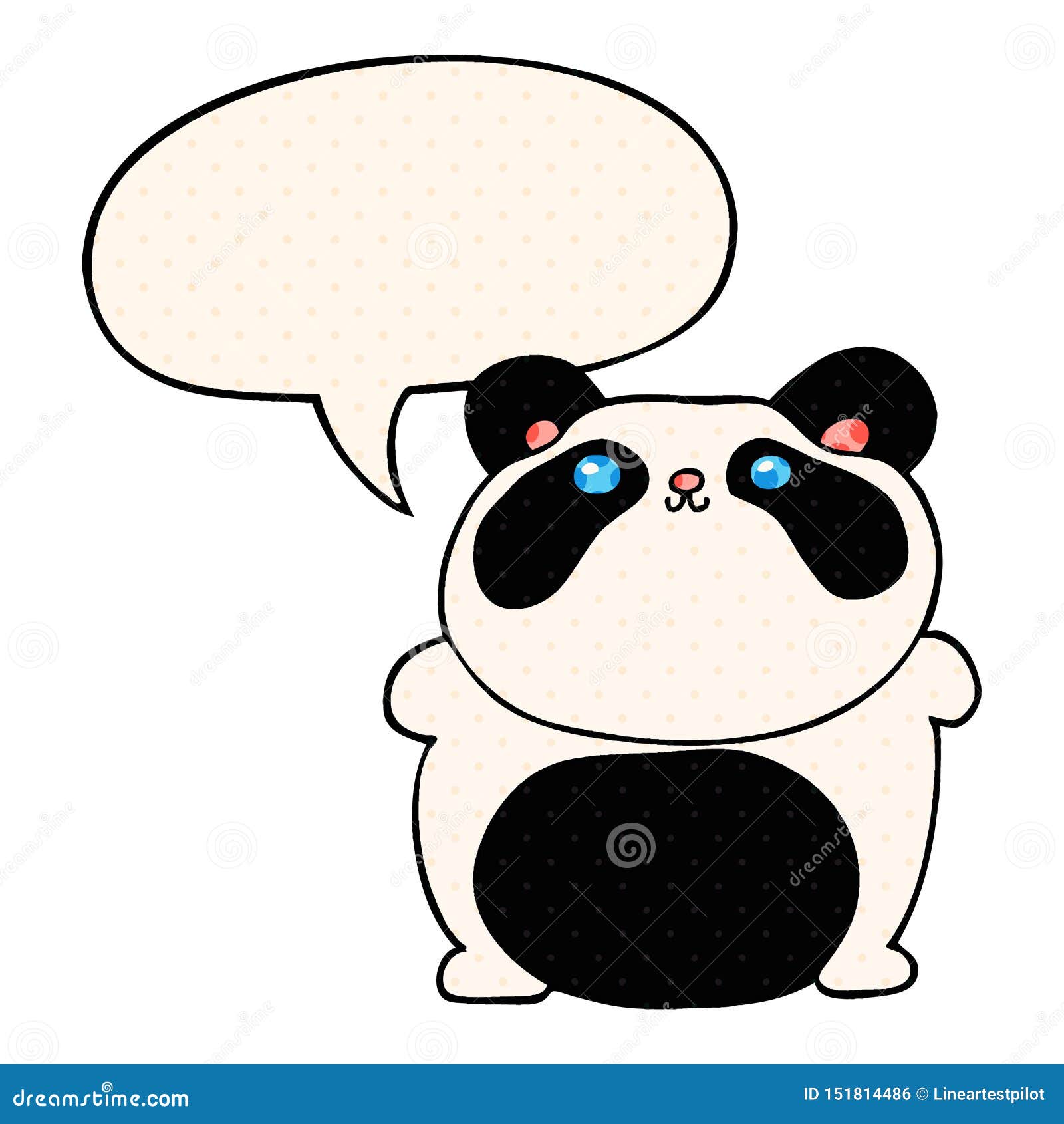 A Creative Cartoon Panda and Speech Bubble in Comic Book Style Stock ...