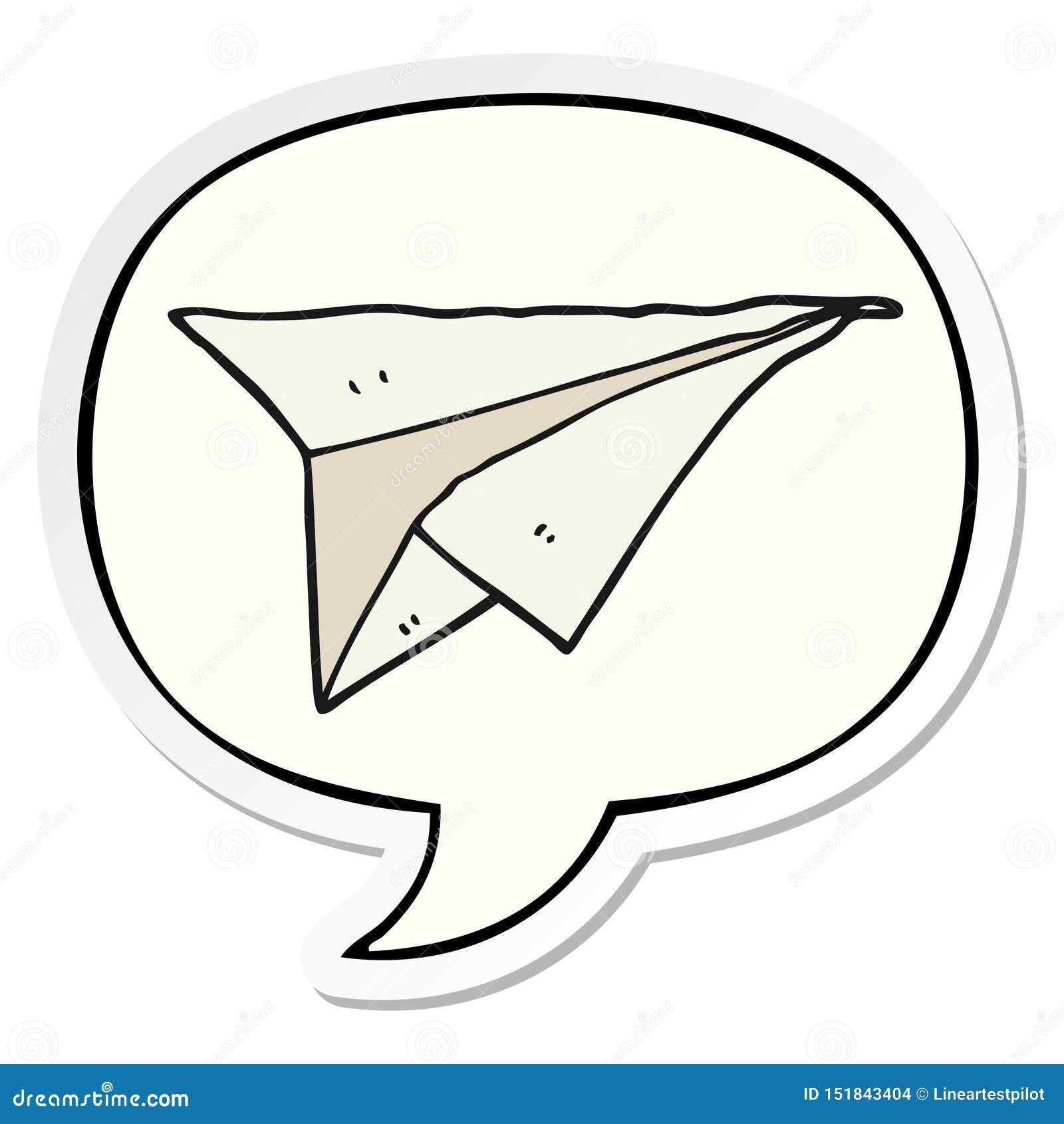 A Creative Cartoon Paper Airplane and Speech Bubble Sticker Stock ...