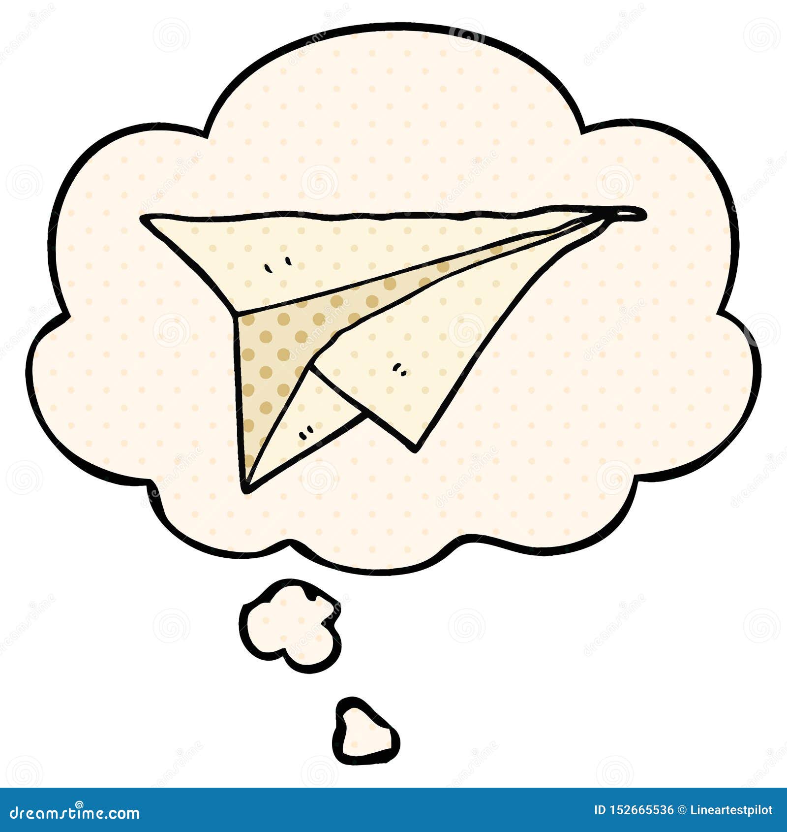 A Creative Cartoon Paper Airplane and Thought Bubble in Comic Book ...
