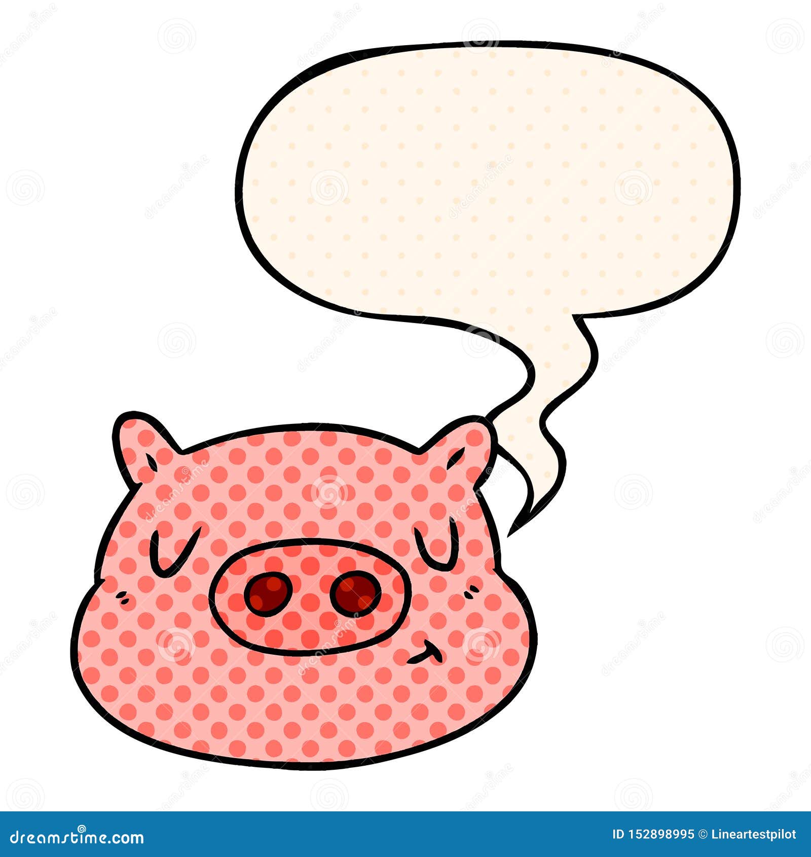 A Creative Cartoon Pig Face and Speech Bubble in Comic Book Style Stock ...
