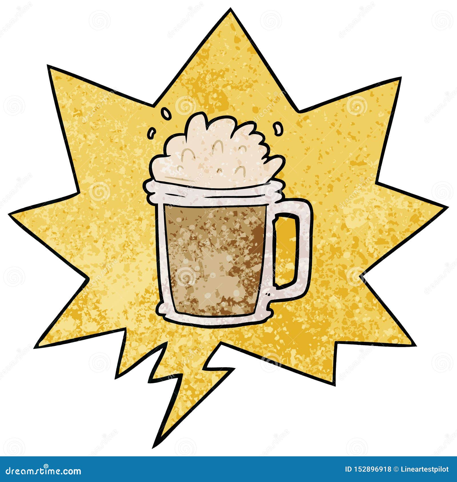 A Creative Cartoon Pint of Ale and Speech Bubble in Retro Texture Style ...