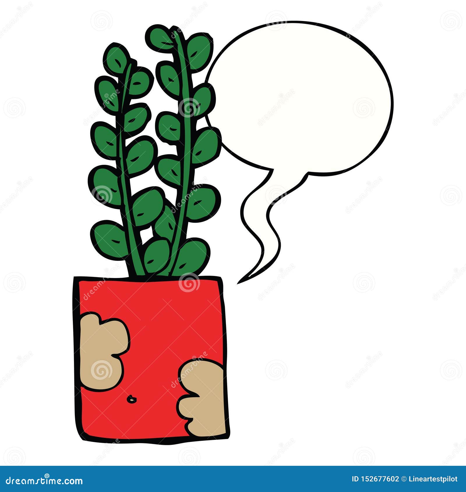A Creative Cartoon Plant and Speech Bubble Stock Vector - Illustration ...