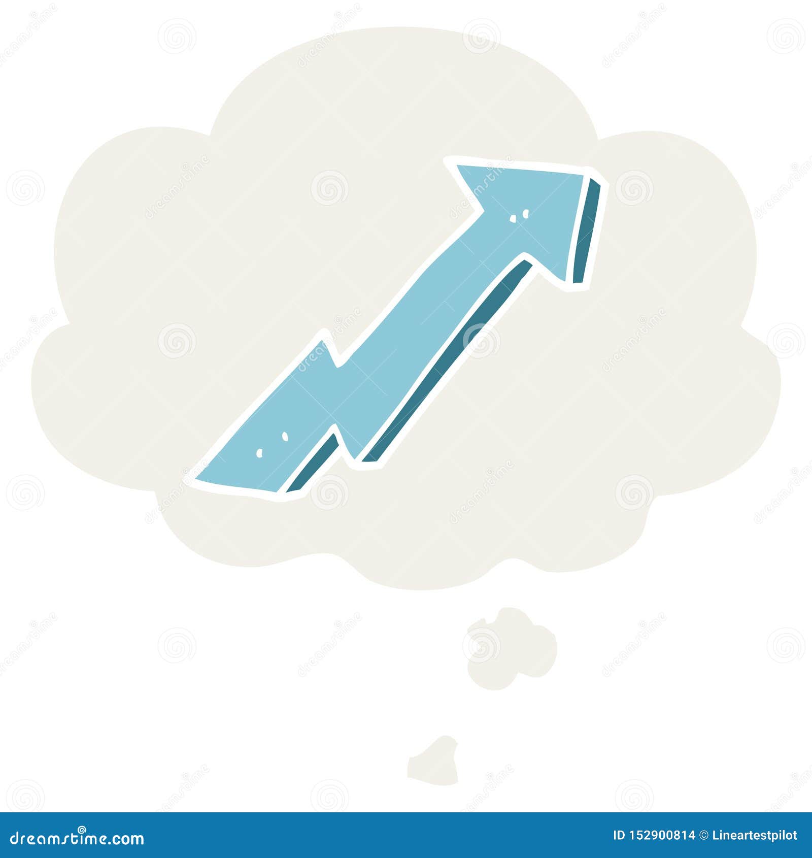 A Creative Cartoon Positive Growth Arrow and Thought Bubble in Retro ...