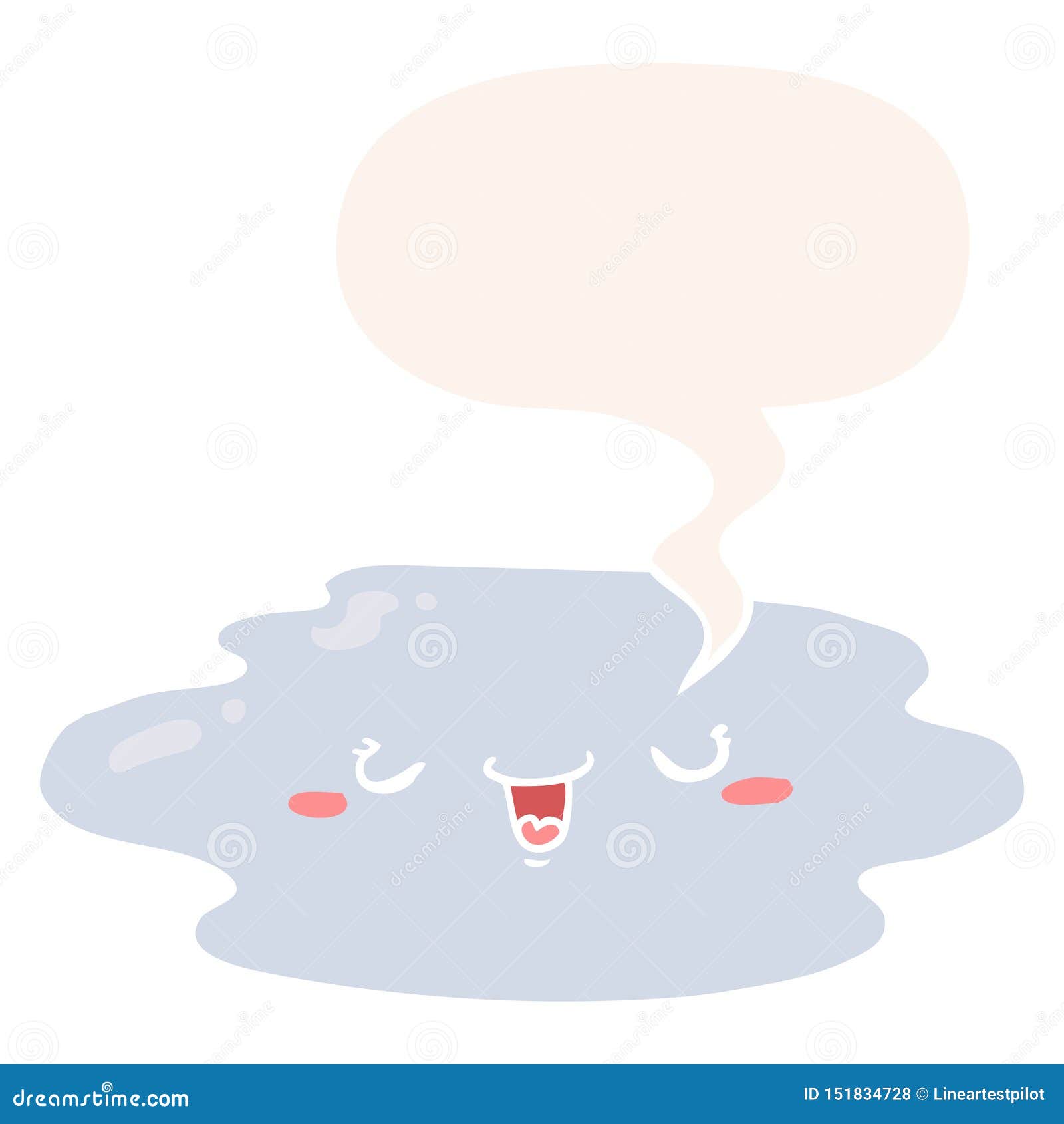 A Creative Cartoon Puddle and Face and Speech Bubble in Retro Style ...