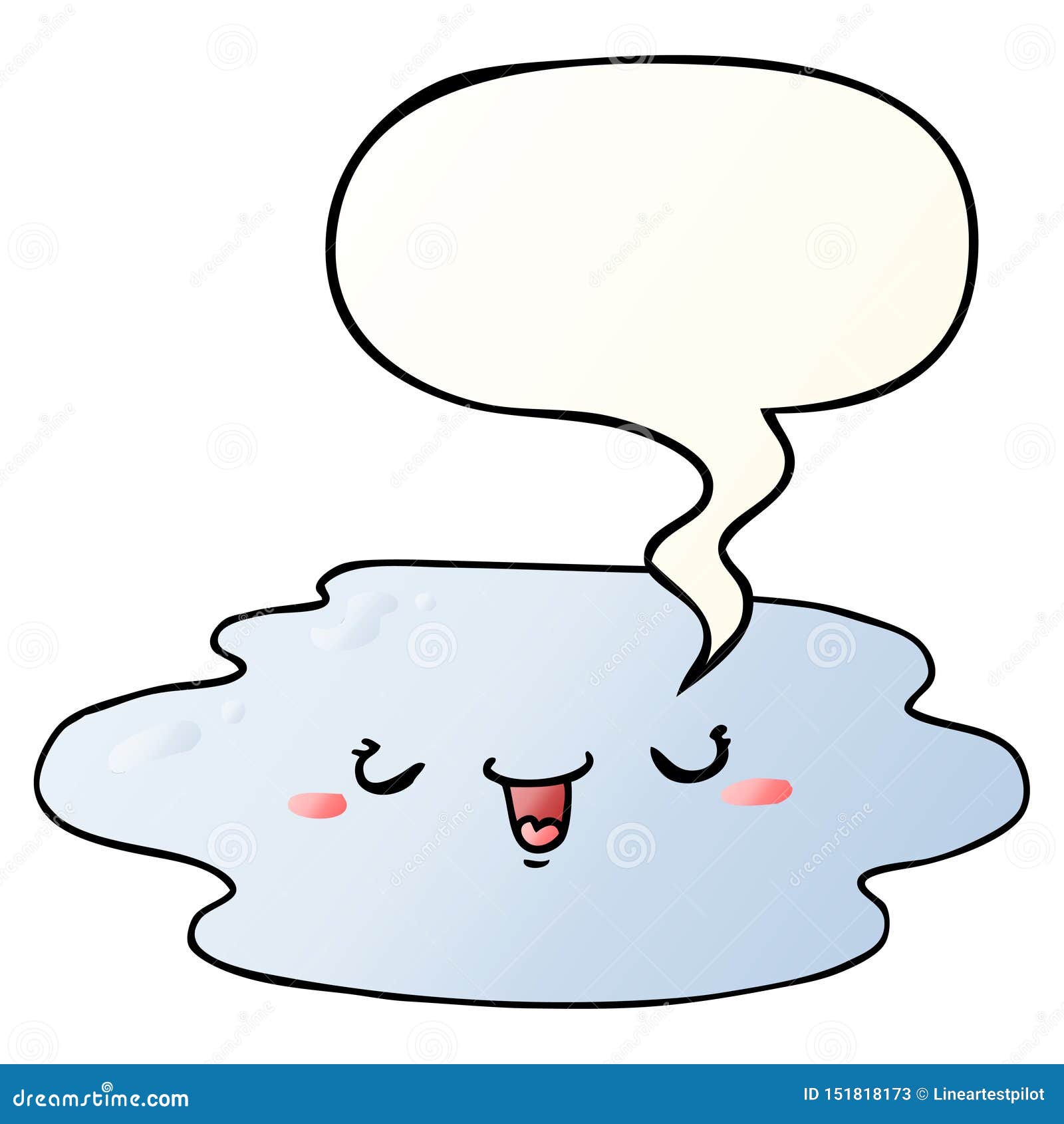 A Creative Cartoon Puddle and Face and Speech Bubble in Smooth Gradient ...