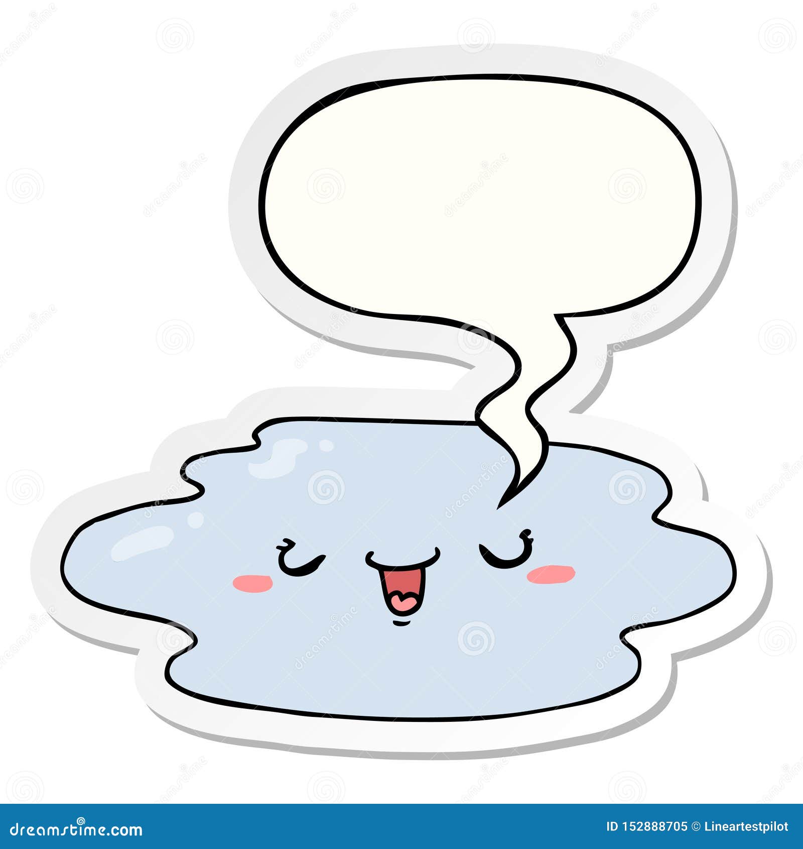 A Creative Cartoon Puddle and Face and Speech Bubble Sticker Stock ...