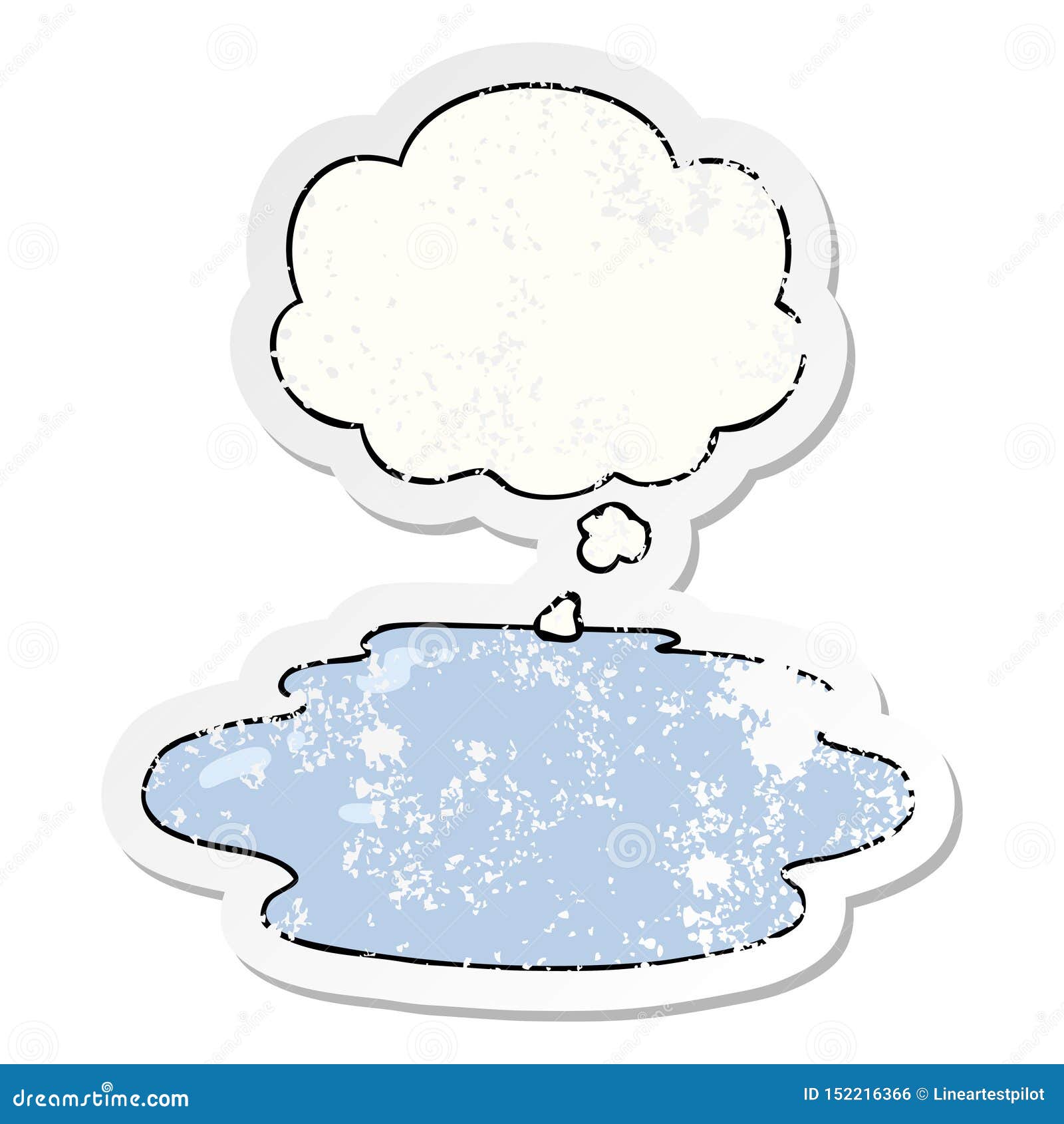 A Creative Cartoon Puddle of Water and Thought Bubble As a Distressed ...