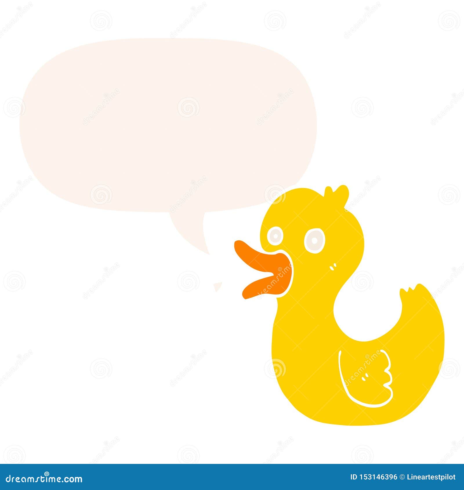A Creative Cartoon Quacking Duck and Speech Bubble in Retro Style Stock ...