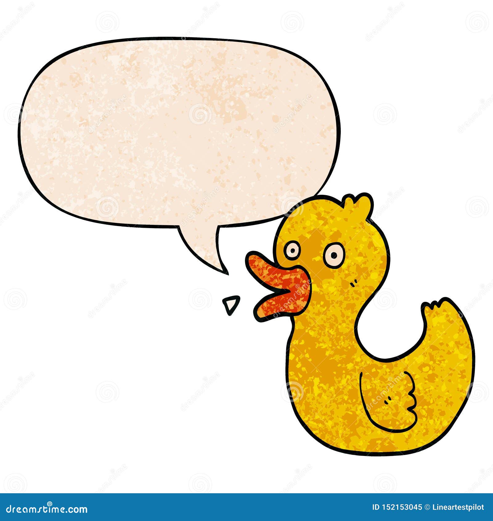 A Creative Cartoon Quacking Duck and Speech Bubble in Retro Texture ...
