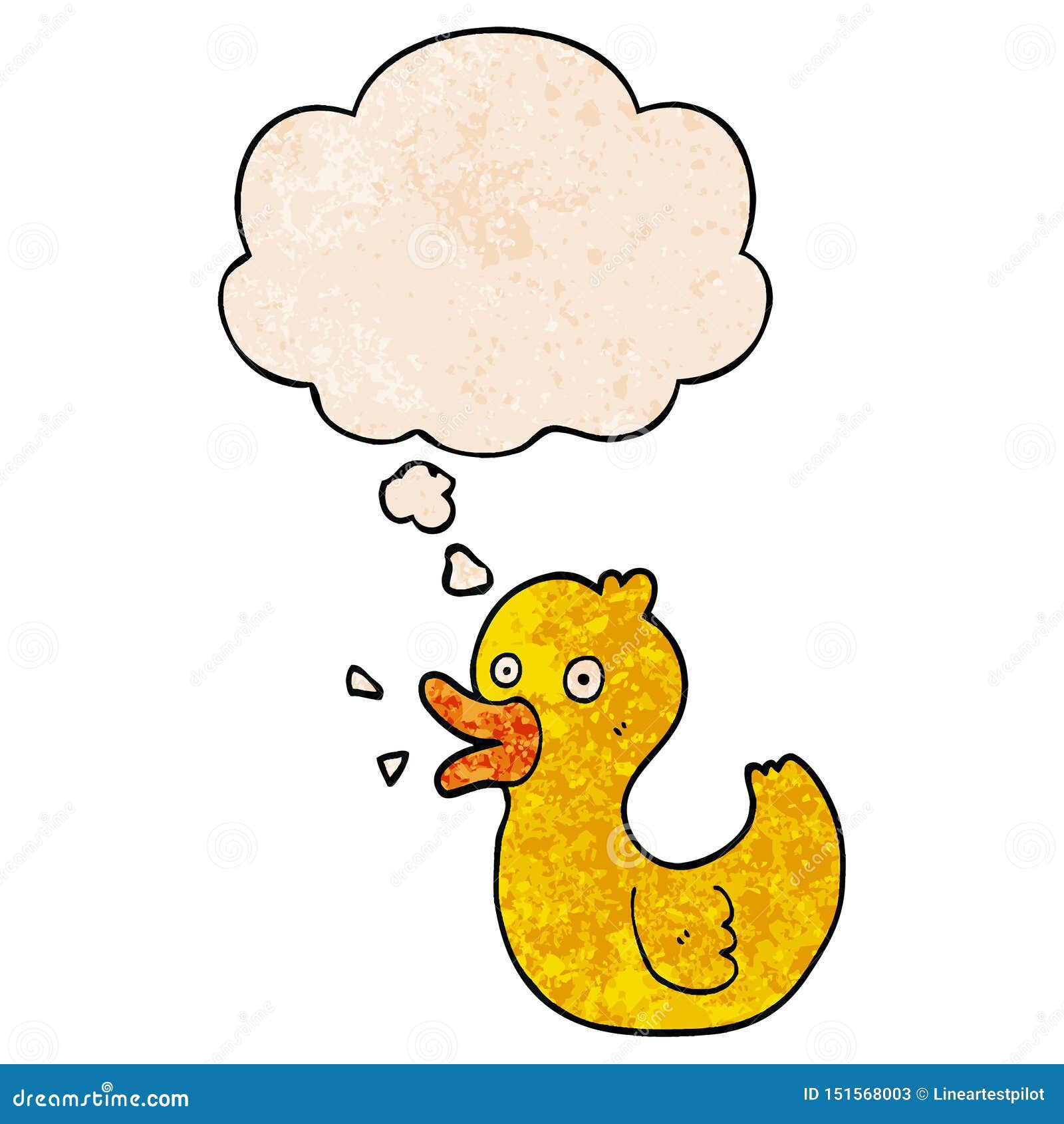 A Creative Cartoon Quacking Duck and Thought Bubble in Grunge Texture ...