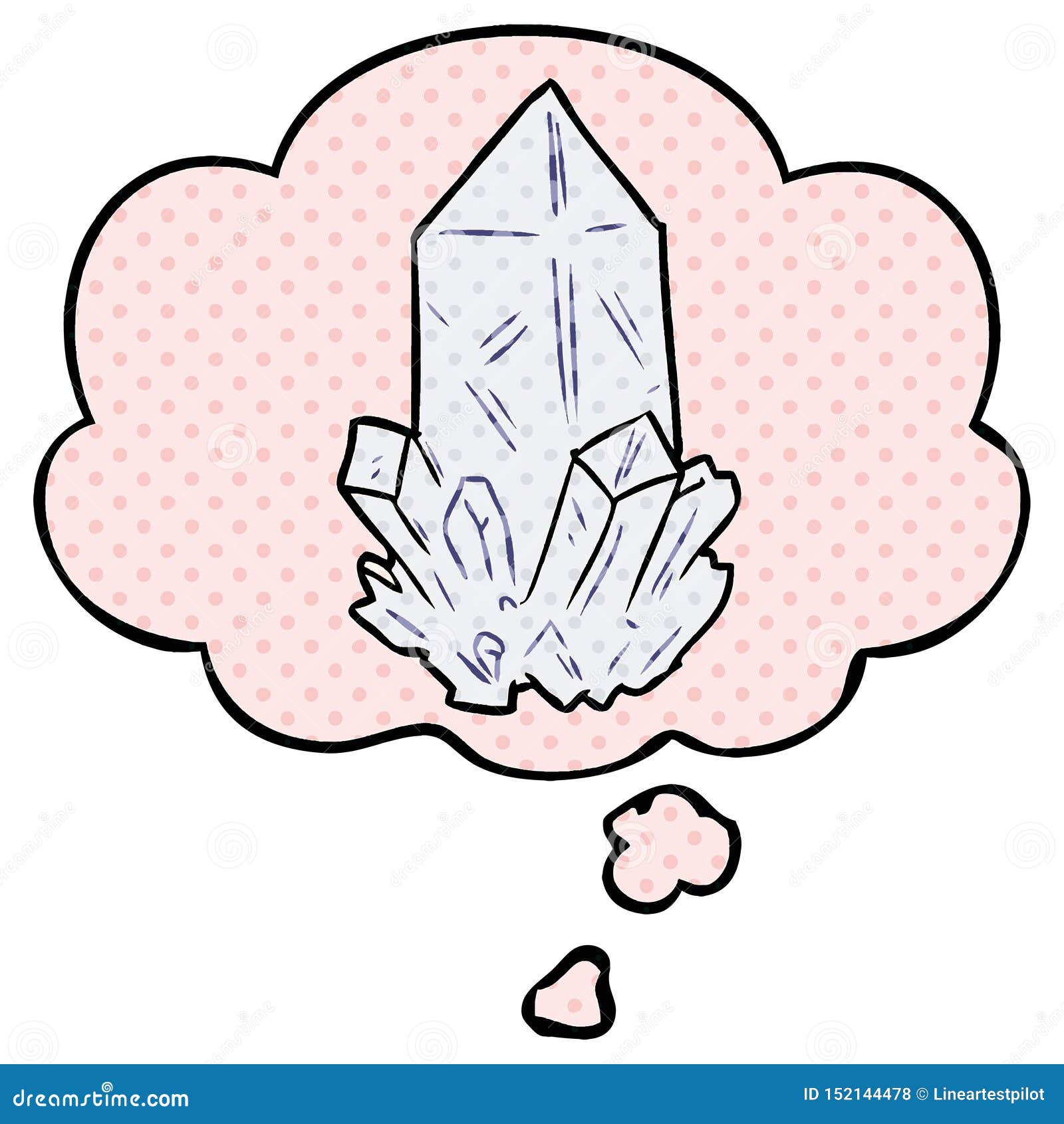 A Creative Cartoon Quartz Crystal and Thought Bubble in Comic Book ...
