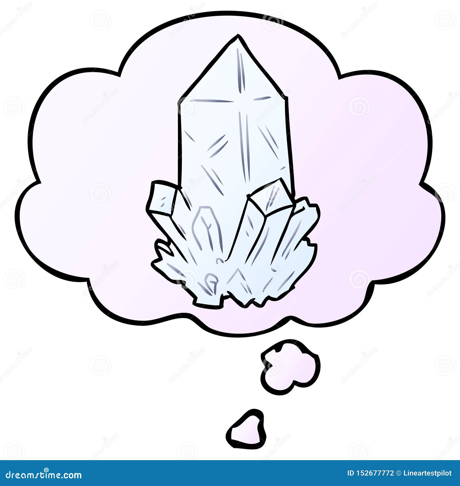 A Creative Cartoon Quartz Crystal and Thought Bubble in Smooth Gradient ...