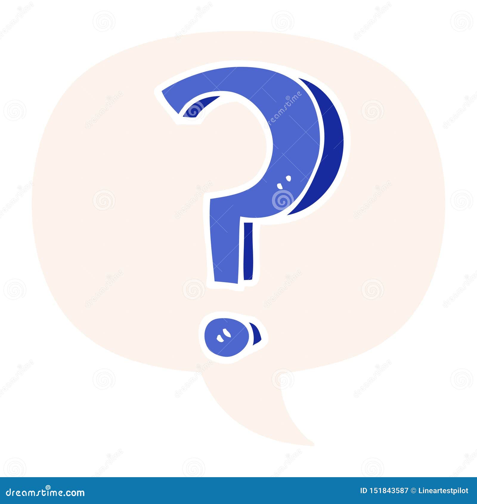 A Creative Cartoon Question Mark and Speech Bubble in Retro Style Stock ...