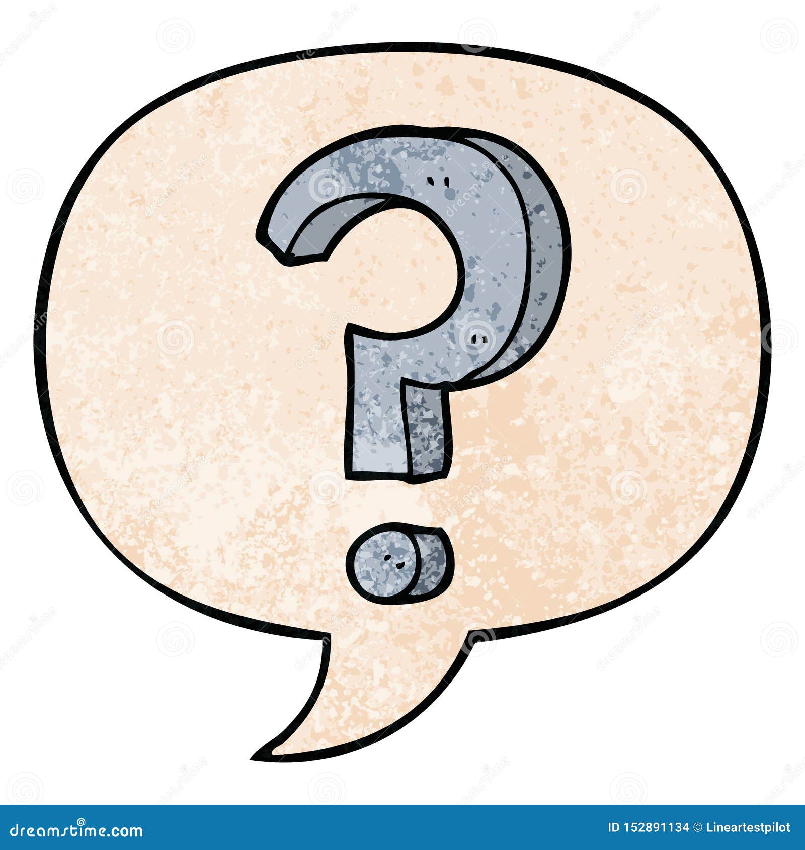 A Creative Cartoon Question Mark and Speech Bubble in Retro Texture ...