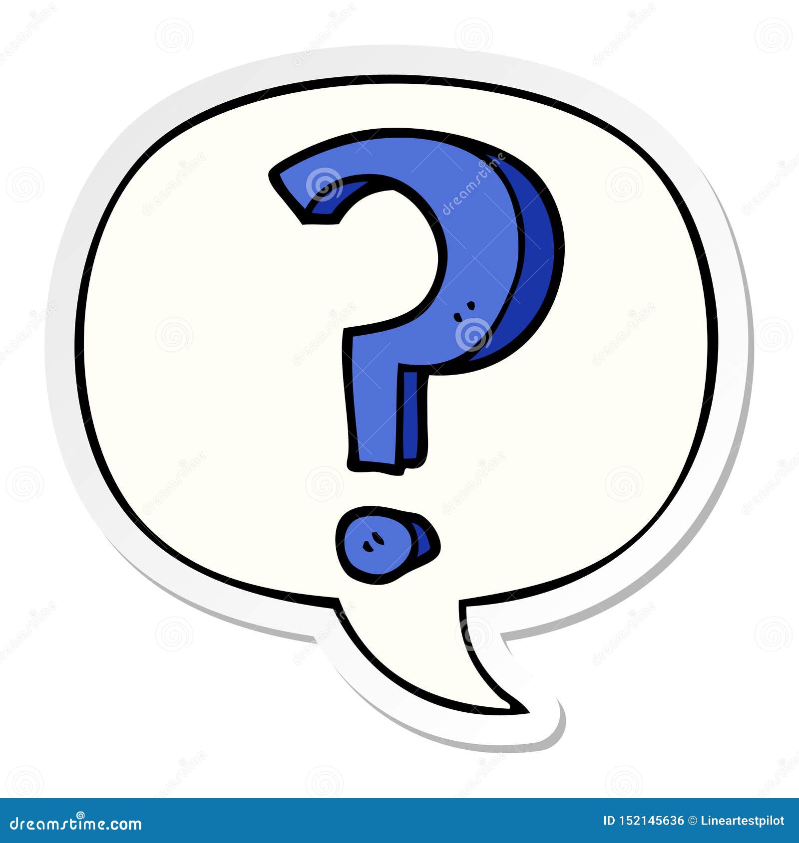 A Creative Cartoon Question Mark and Speech Bubble Sticker Stock Vector ...