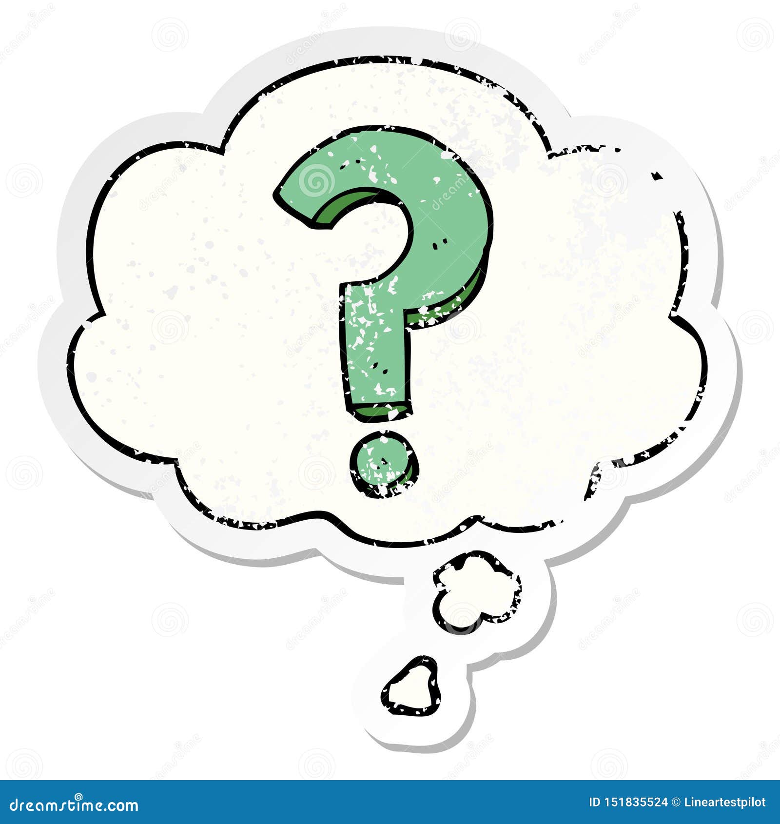 A Creative Cartoon Question Mark and Thought Bubble As a Distressed ...