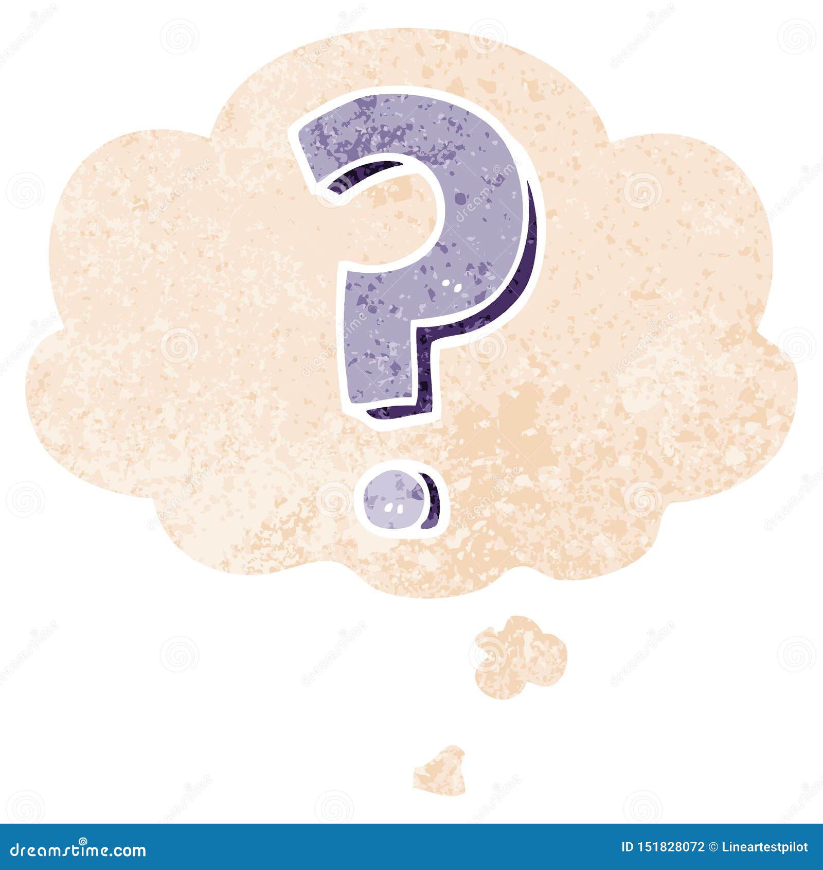 A Creative Cartoon Question Mark and Thought Bubble in Retro Textured ...