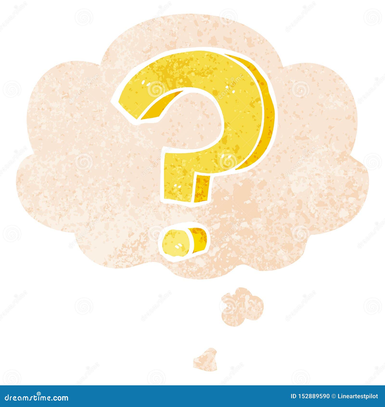 A Creative Cartoon Question Mark and Thought Bubble in Retro Textured ...