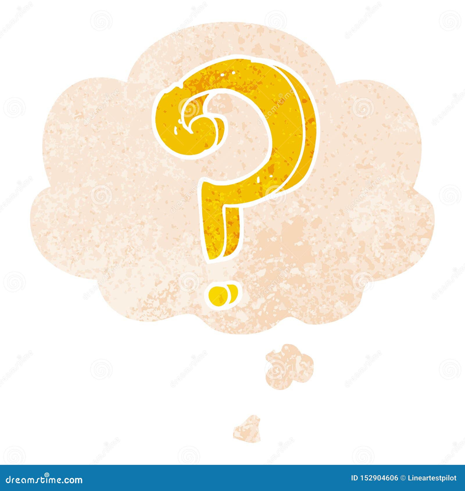 A Creative Cartoon Question Mark and Thought Bubble in Retro Textured ...