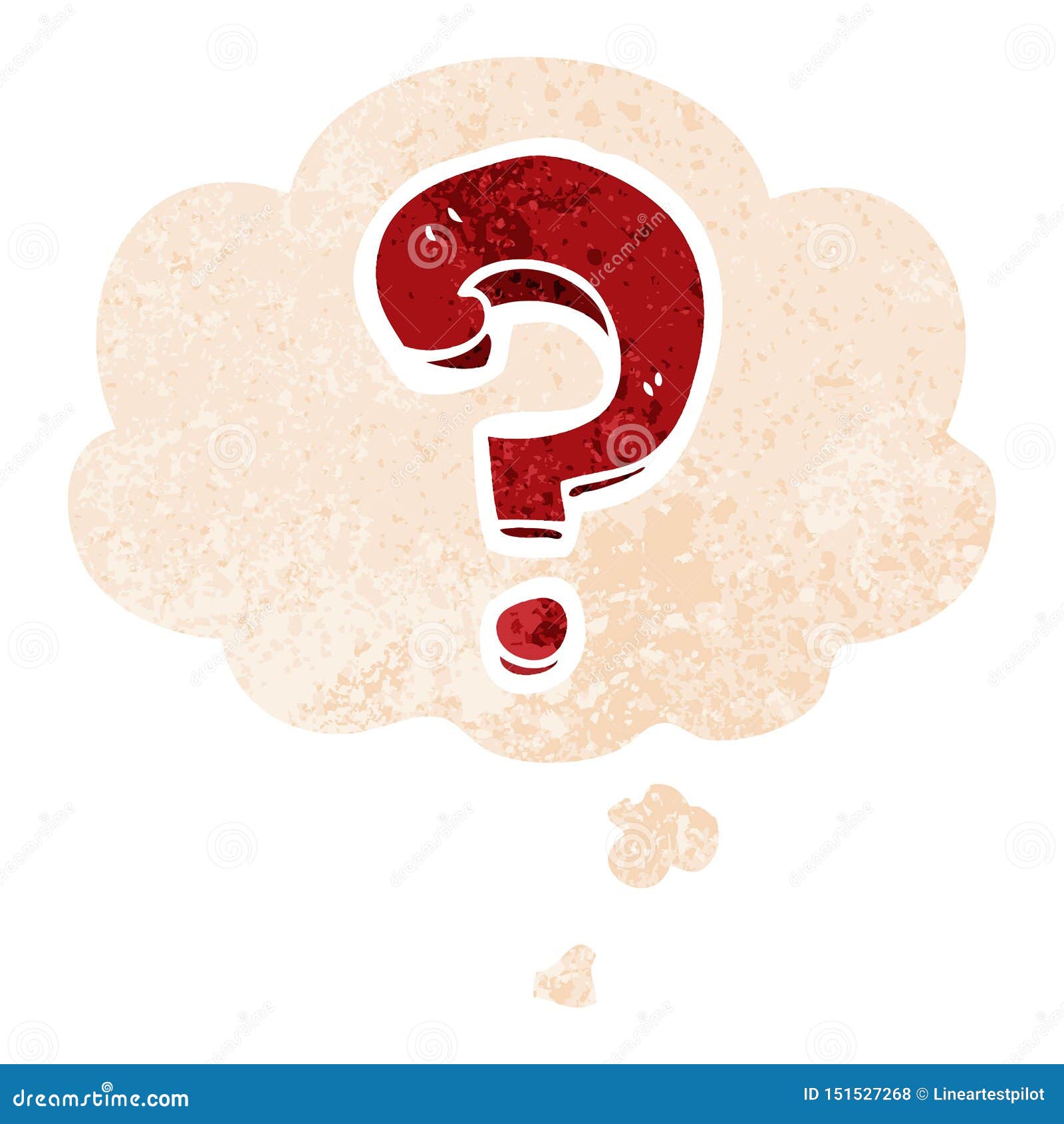 A Creative Cartoon Question Mark and Thought Bubble in Retro Textured ...