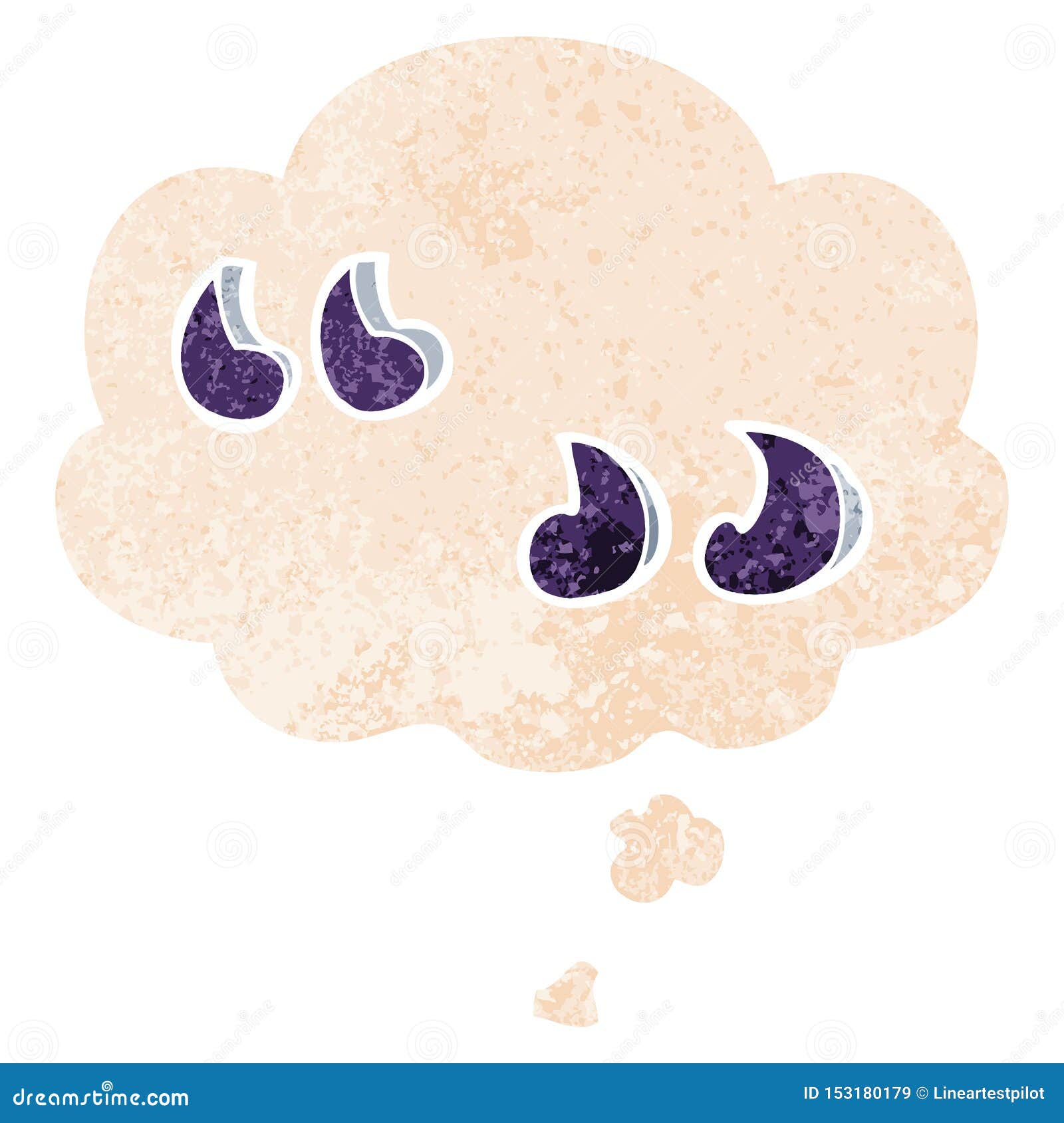 A Creative Cartoon Quotation Marks and Thought Bubble in Retro Textured ...