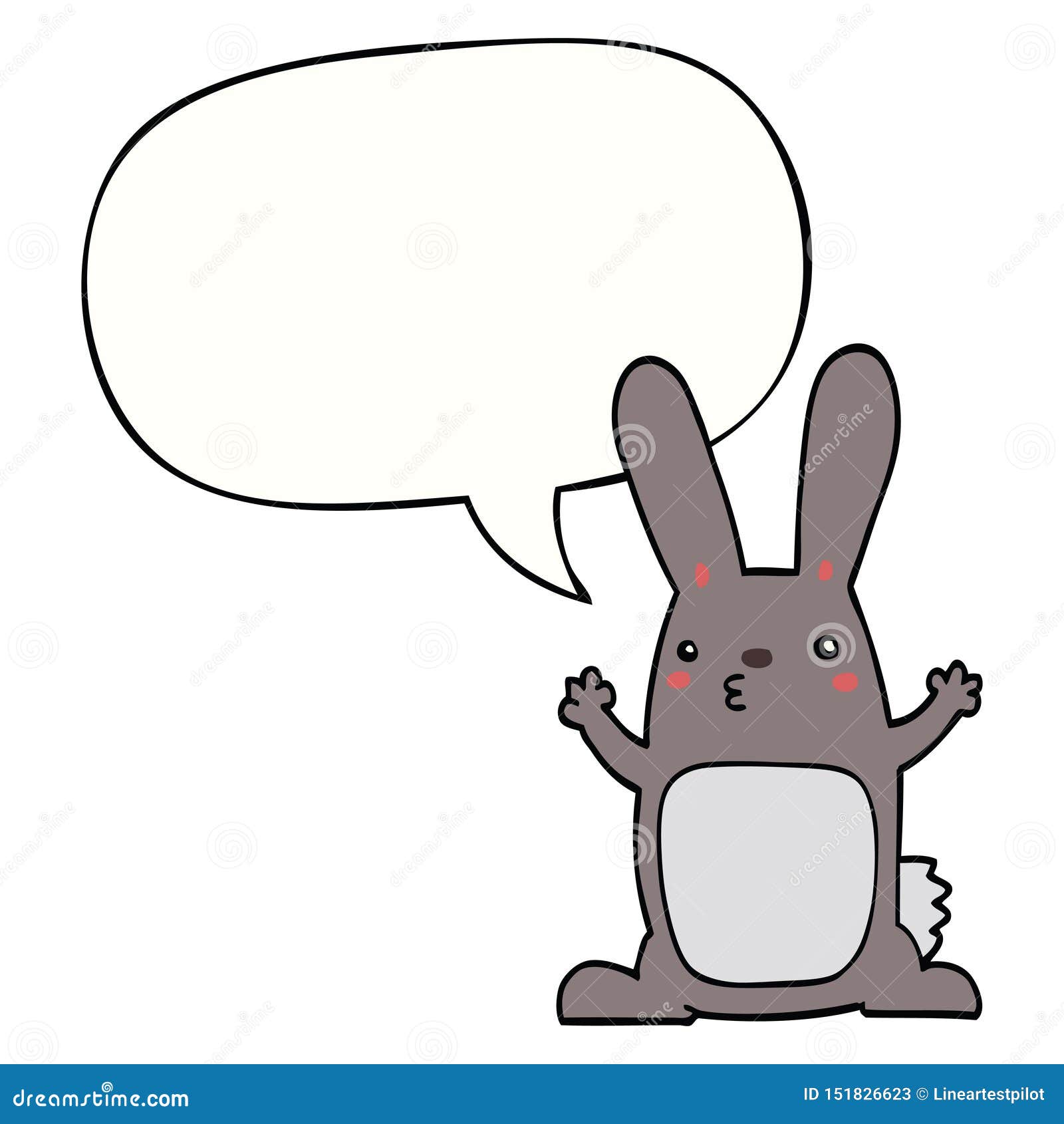 A Creative Cartoon Rabbit and Speech Bubble Stock Vector - Illustration ...