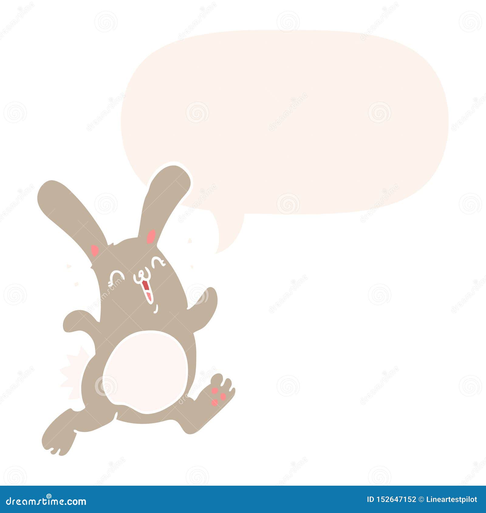 A Creative Cartoon Rabbit and Speech Bubble in Retro Style Stock Vector ...