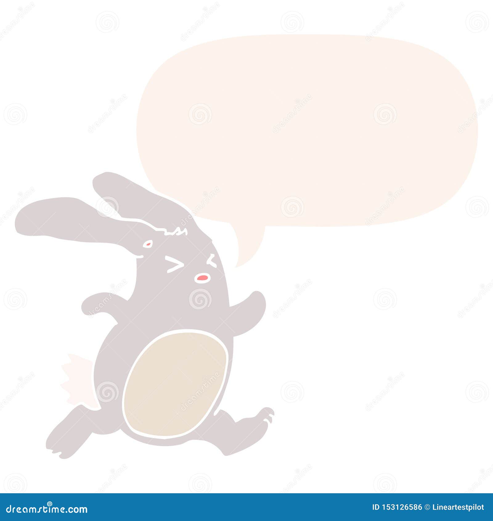 A Creative Cartoon Rabbit and Speech Bubble in Retro Style Stock Vector ...
